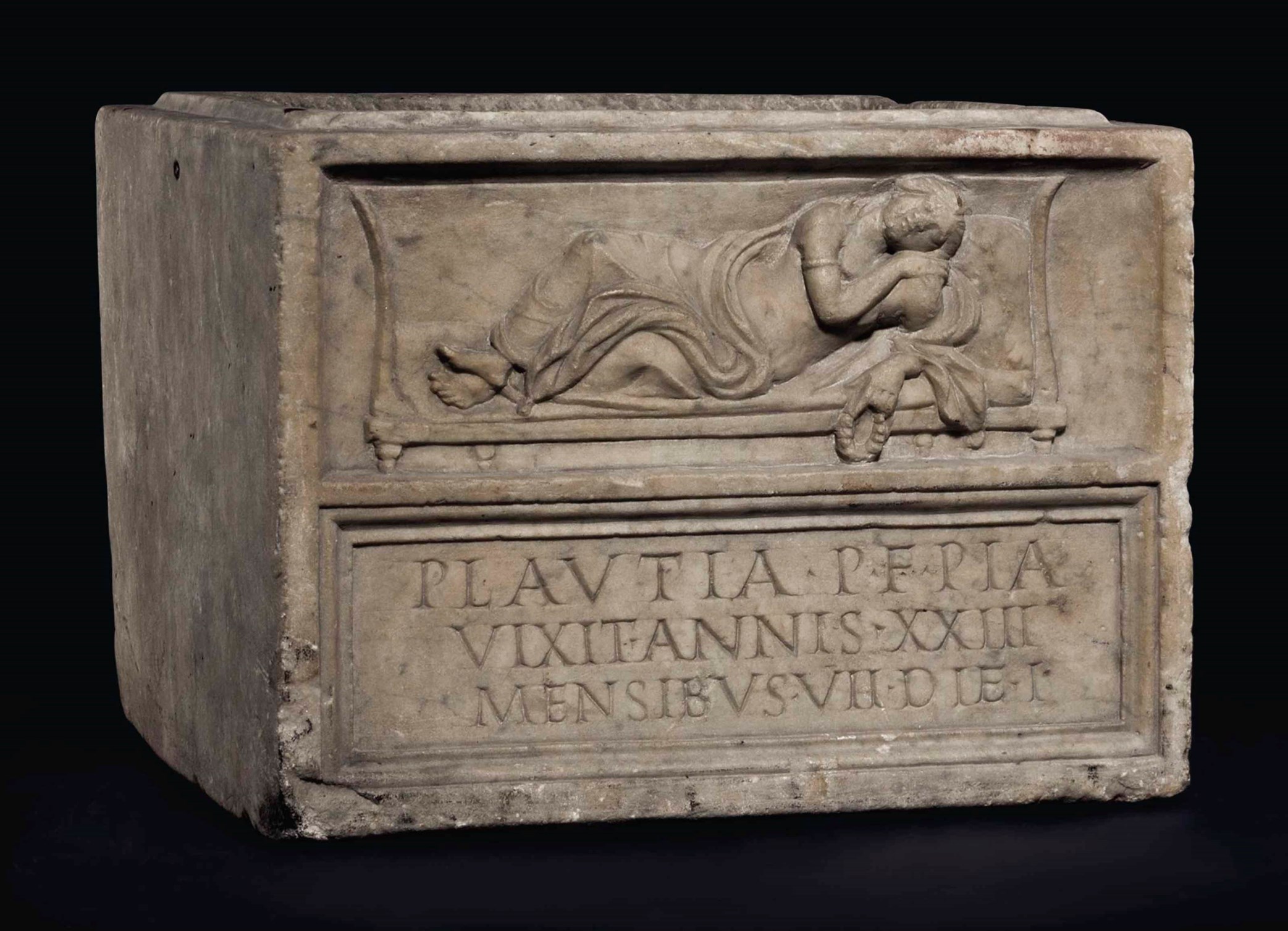 A ROMAN MARBLE CINERARY URN, CIRCA LATE 1ST-EARLY 2ND CENTURY A.D ...