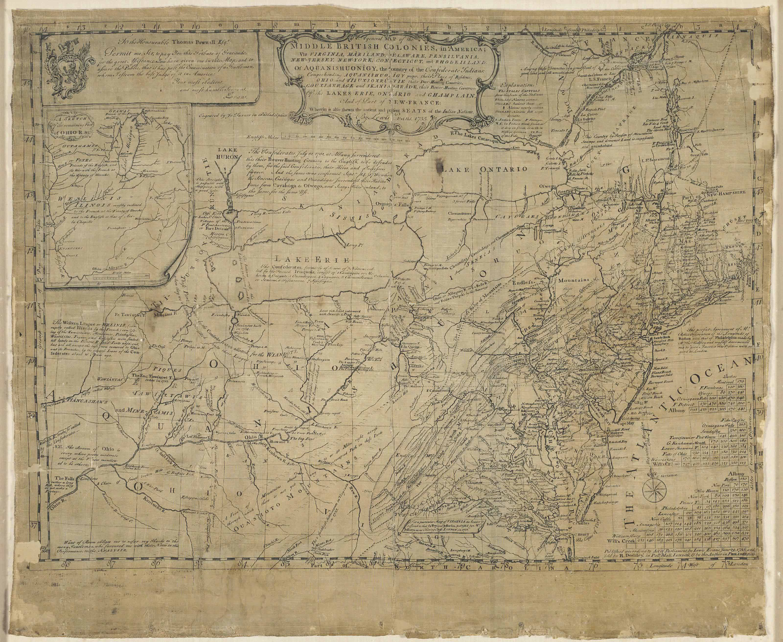 MAP]. EVANS, Lewis and Thomas POWNALL. A Map of the Middle British ...