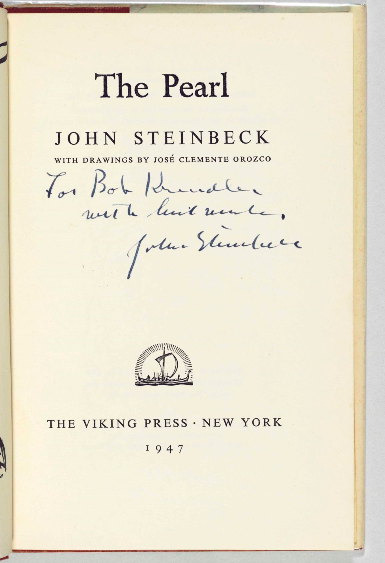STEINBECK, John. The Pearl. New York: Viking Press, 1947. | Christie's