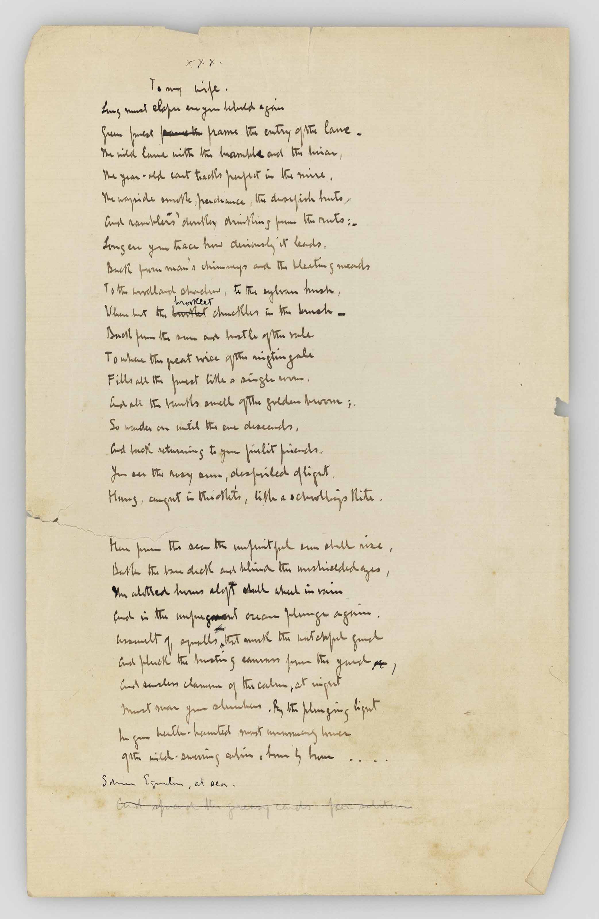 STEVENSON, Robert Louis (1850-1954). Autograph manuscript, a poem ...