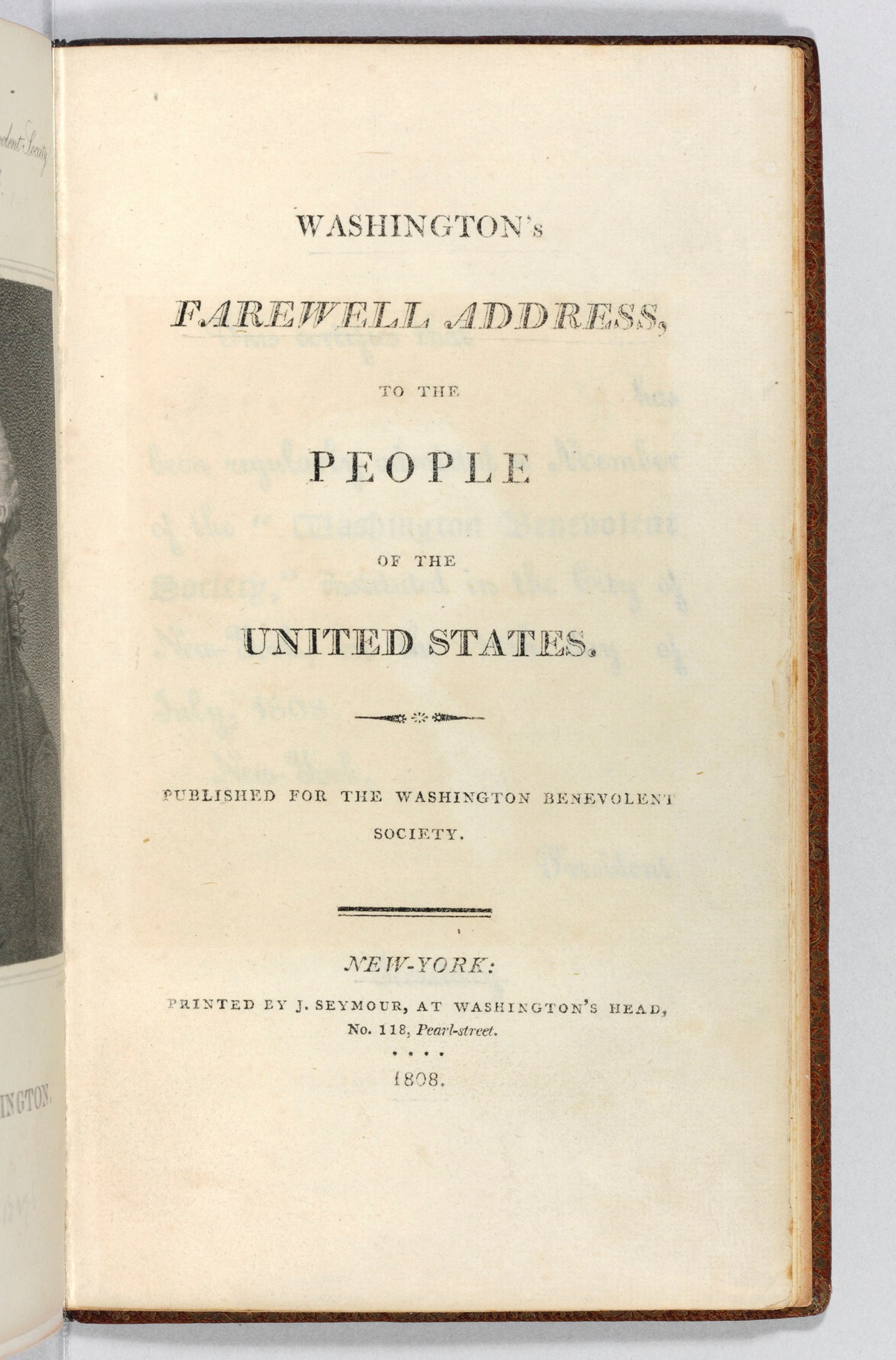 WASHINGTON, George. Washington’s Farewell Address to the People of the ...