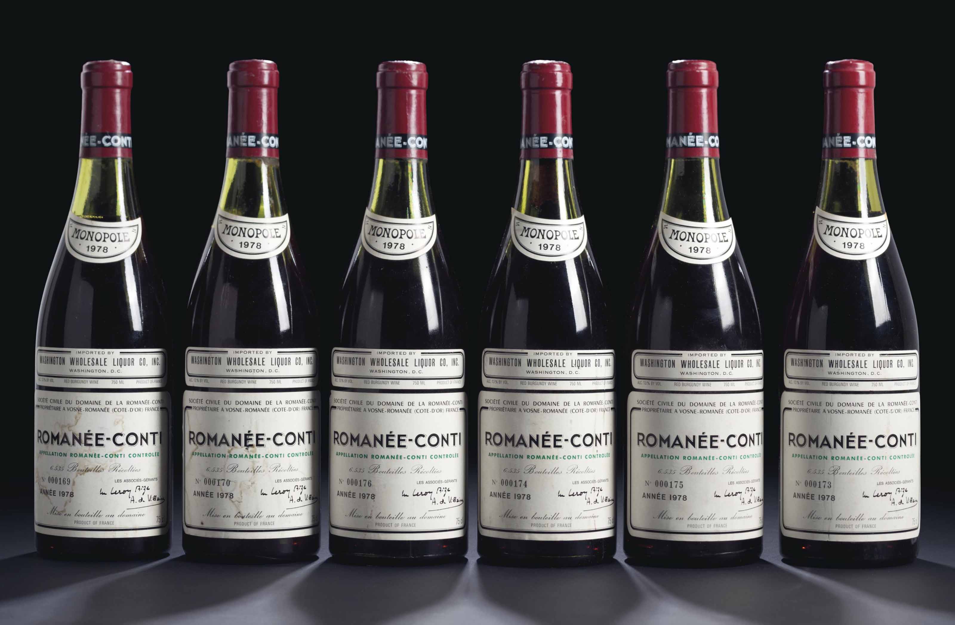 Domaine de la Romanée-Conti, Romanée-Conti 1978 , 6 bottles per lot ...