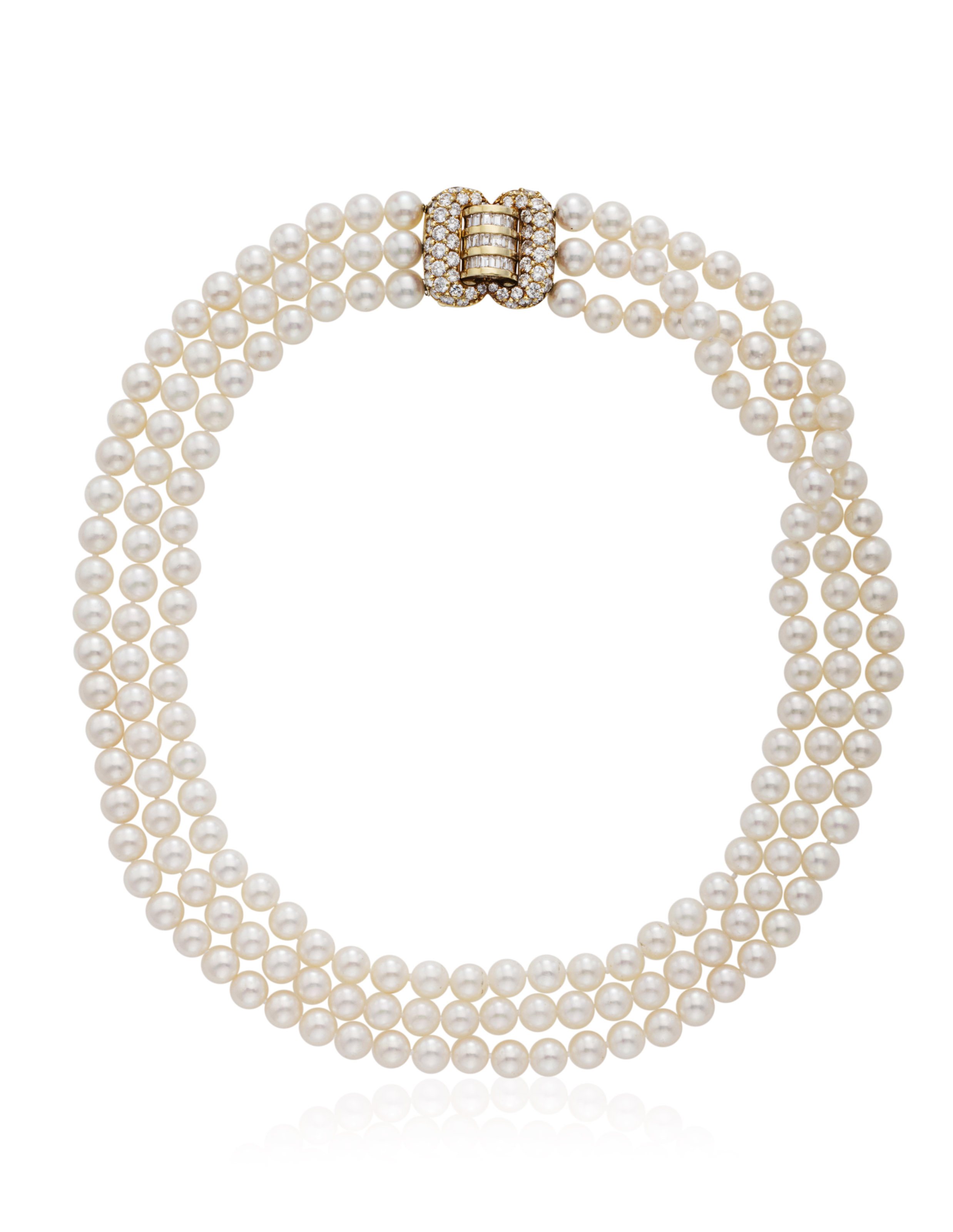 MIKIMOTO THREE-STRAND CULTURED PEARL NECKLACE, | Christie’s