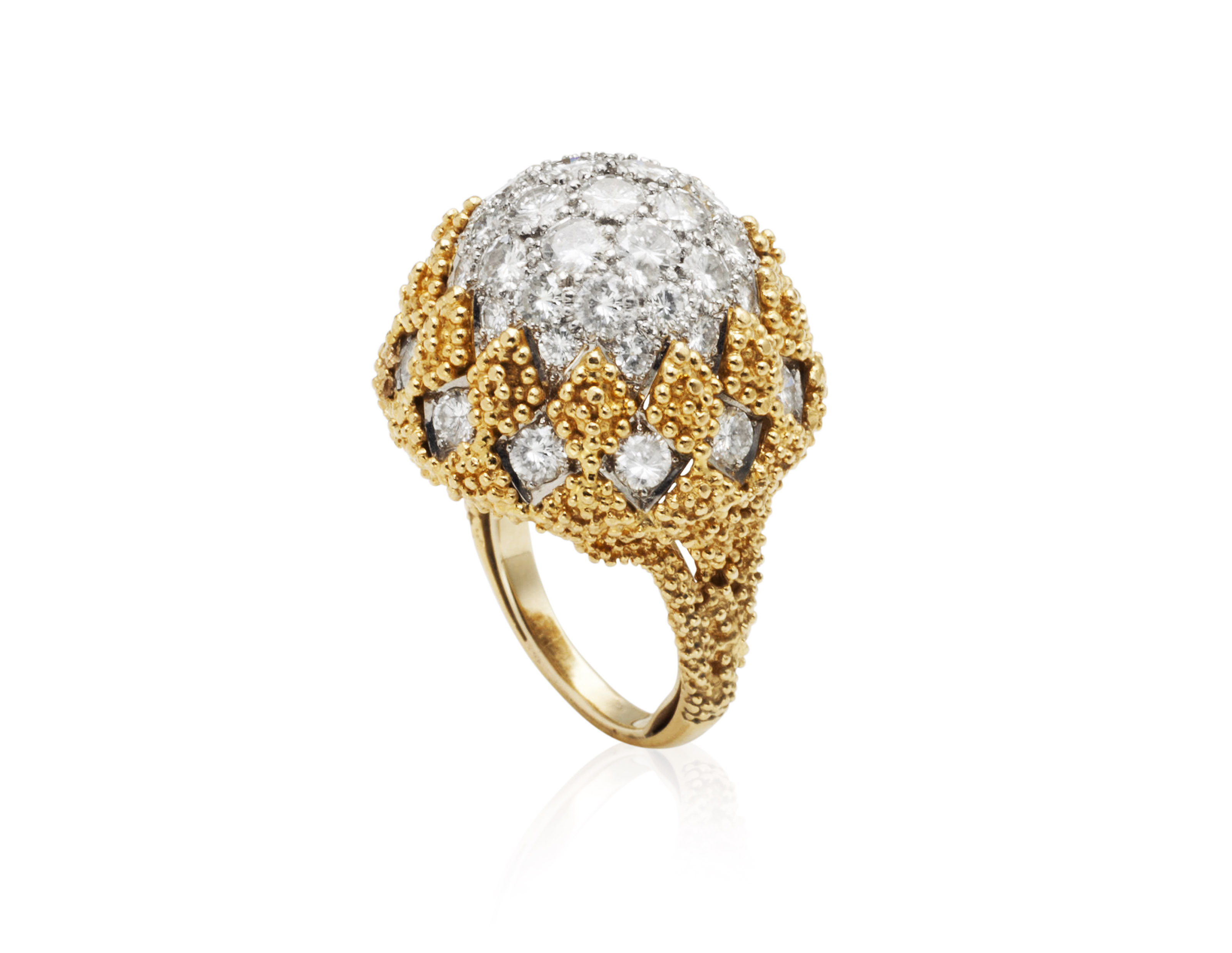 DOMED DIAMOND AND TEXTURED GOLD RING, | Christie’s