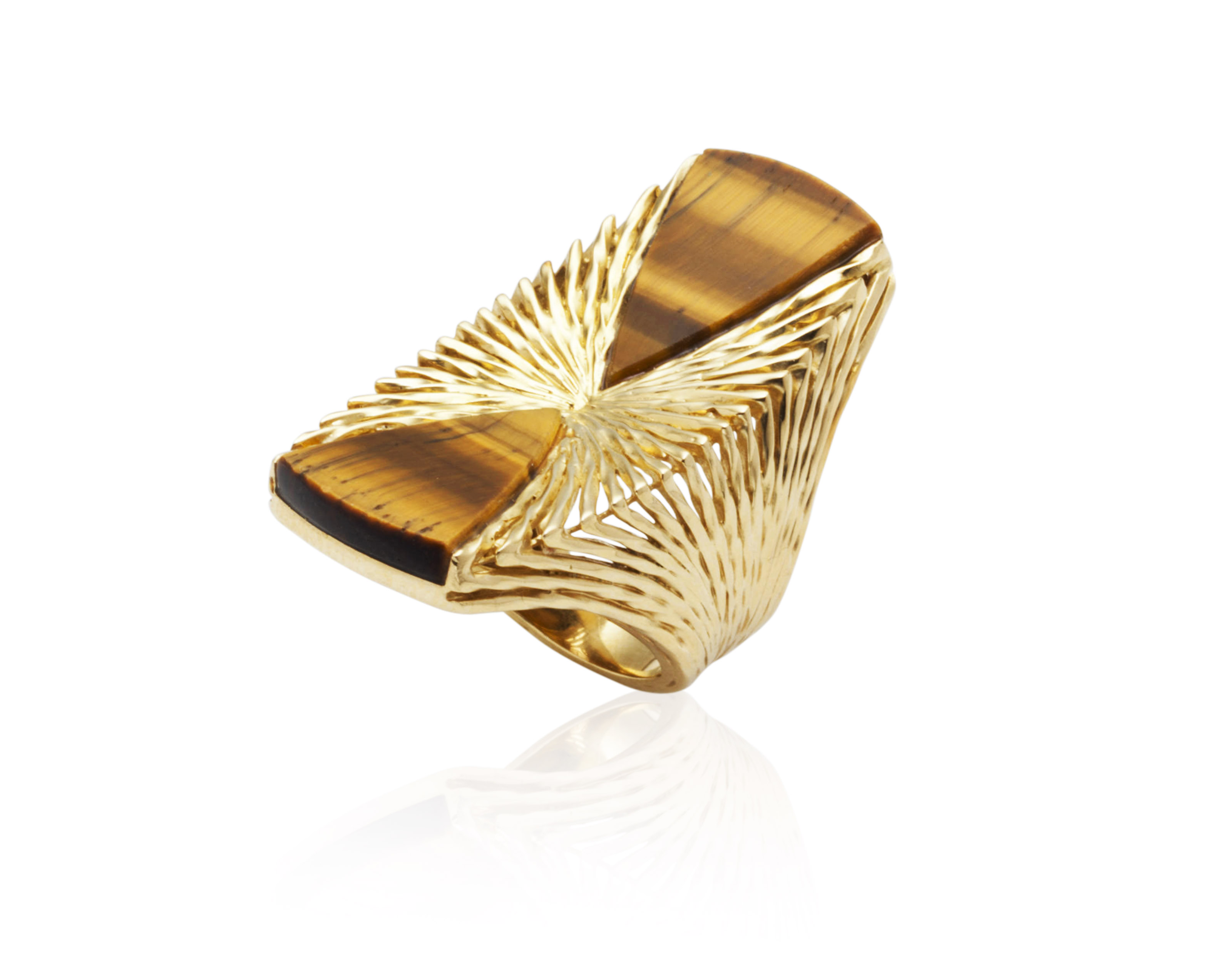 KUTCHINSKY TIGER'S EYE AND TEXTURED GOLD RING, | Christie’s