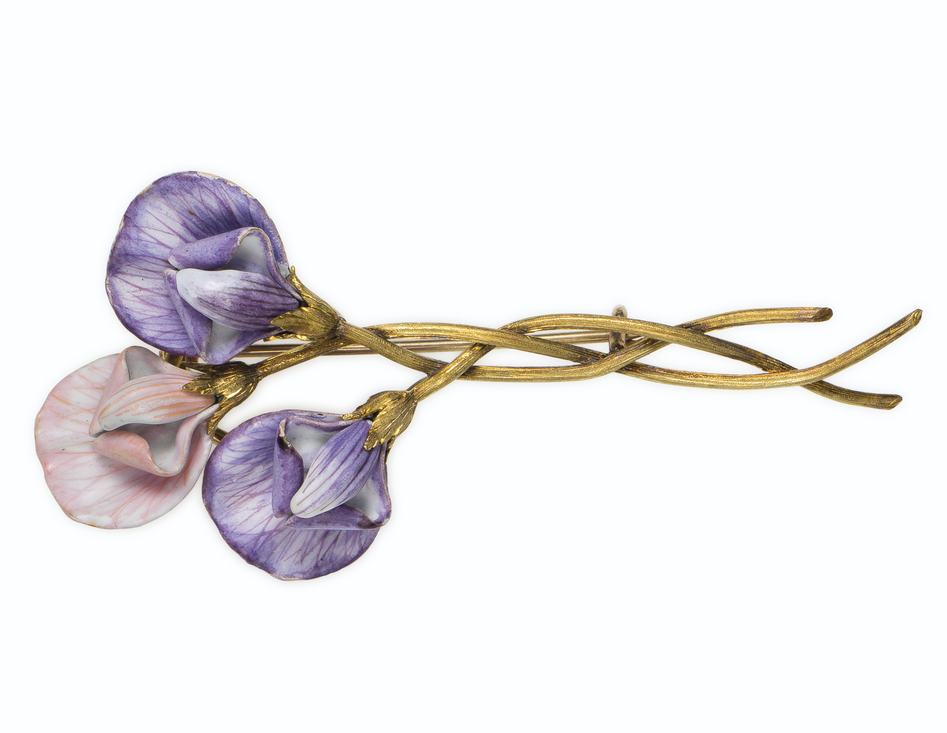 AN ANTIQUE GOLD AND ENAMEL FLOWER BROOCH, | Christie’s