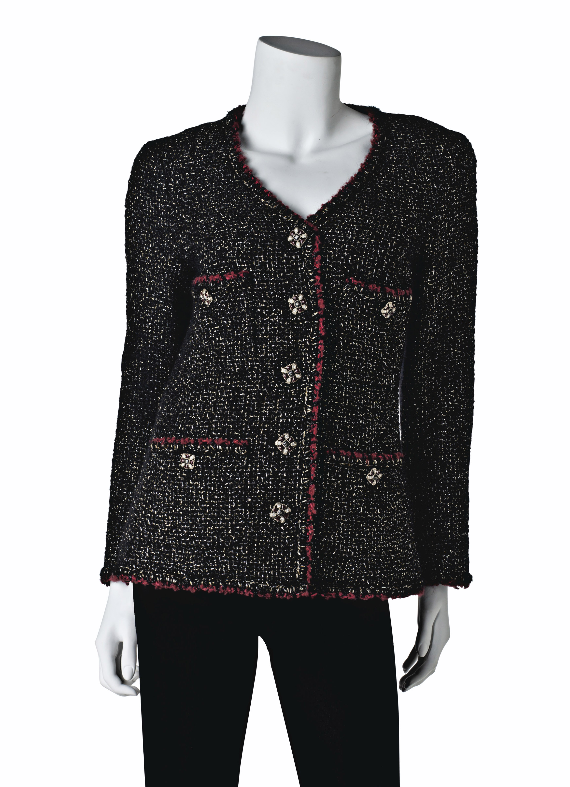 A TINSEL-EMBELLISHED BLACK WOOL JACKET, | Christie’s