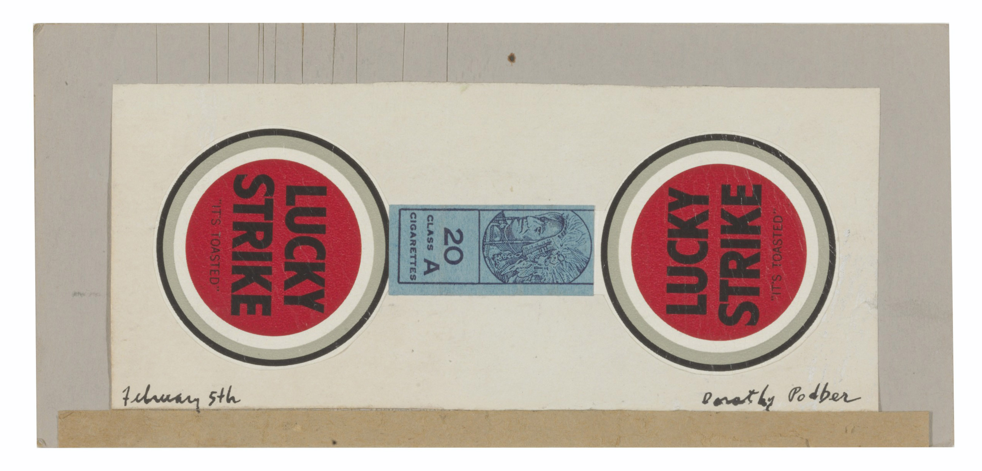 RAY JOHNSON (1927-1995), Lucky- Two Lucky's and a 20 class A cigarette ...