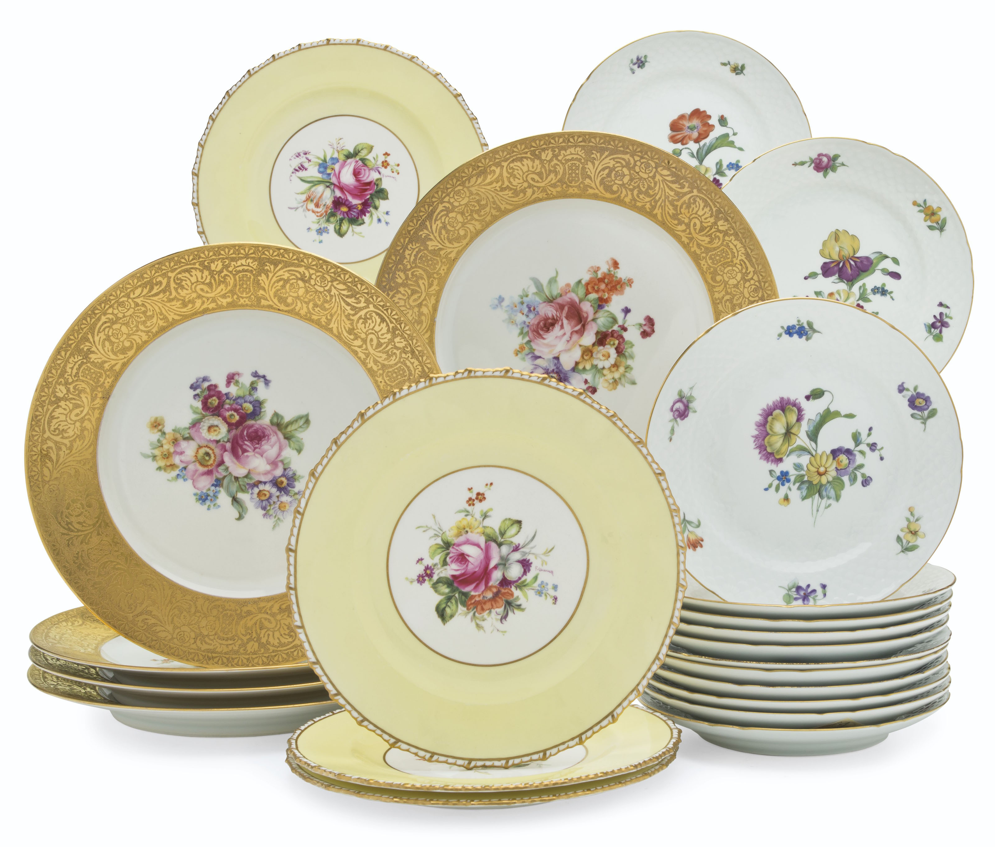THREE SETS OF FLORAL PORCELAIN PLATES, | Christie’s
