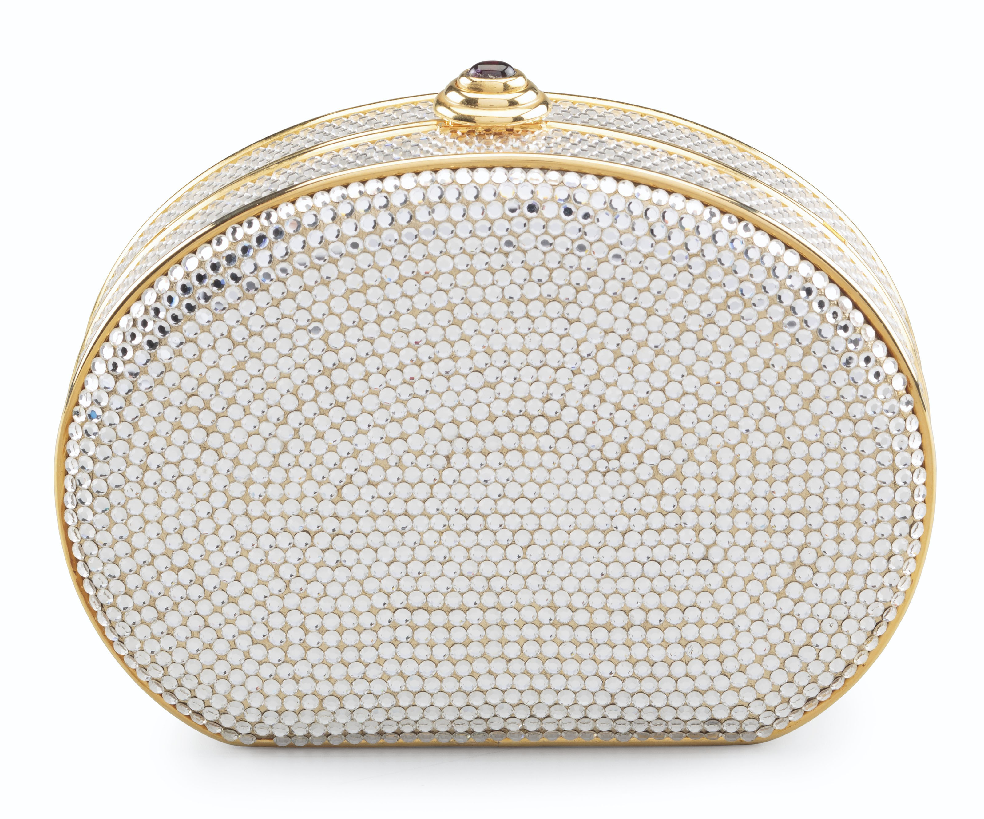 JUDITH LEIBER, A Silver Crystal Clutch Bag with Cabochon | Christie’s