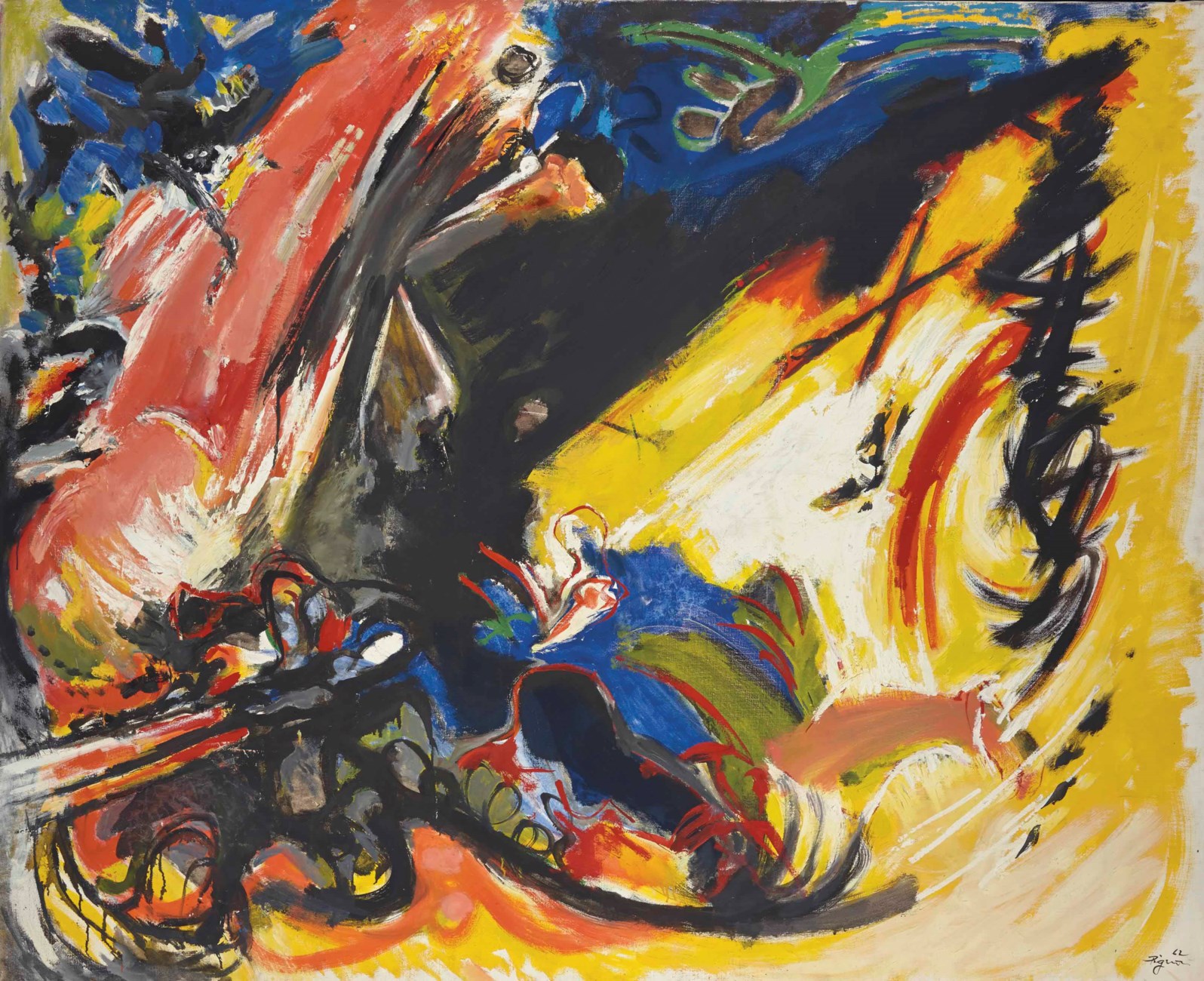 EDOUARD PIGNON (1905-1993) , Battage bleu et rouge, Série Battages et ...