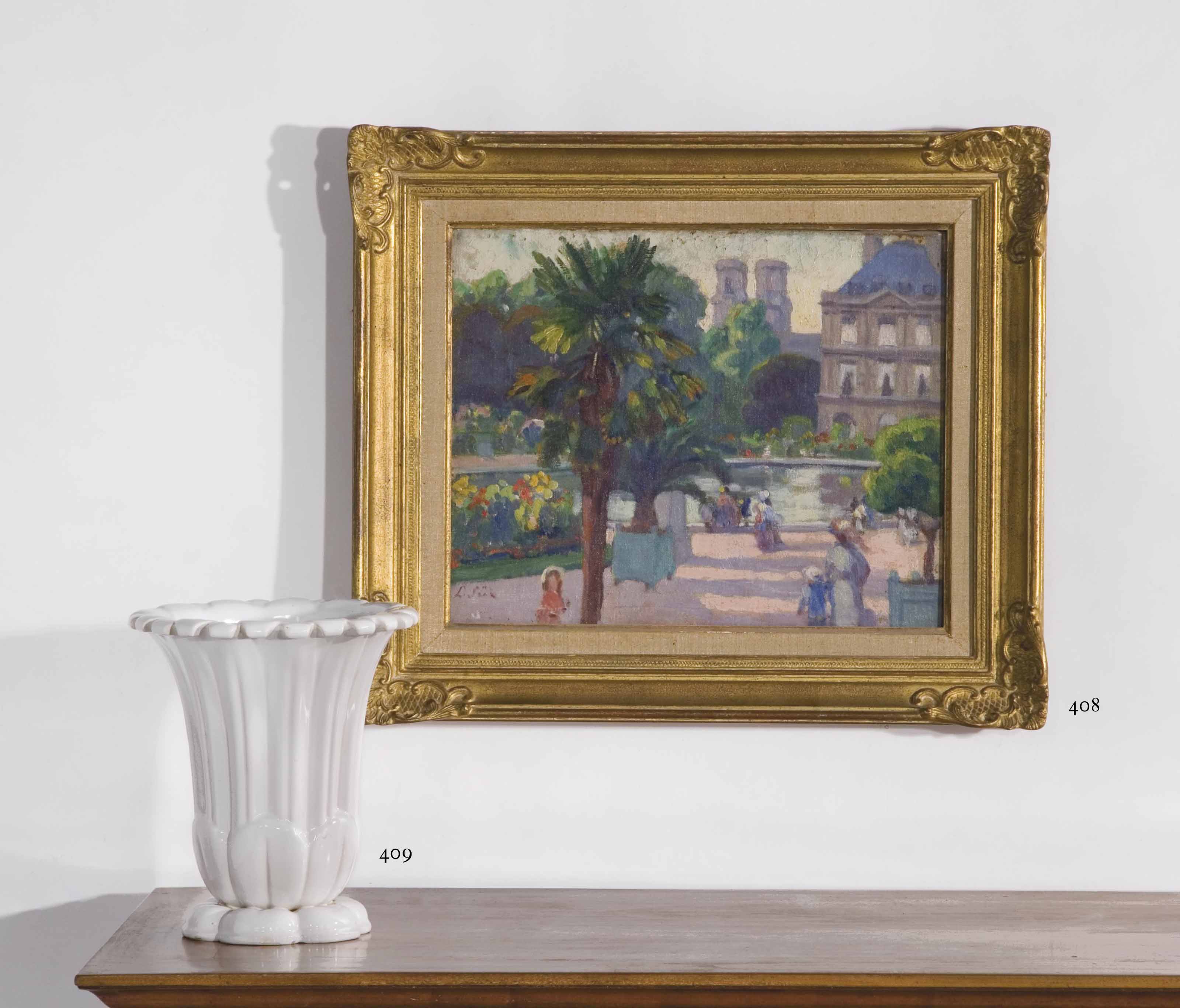 LOUIS SÜE (1875-1968) ET ANDRÉ MARE (1885-1932) , VASE AUX FEUILLES D ...