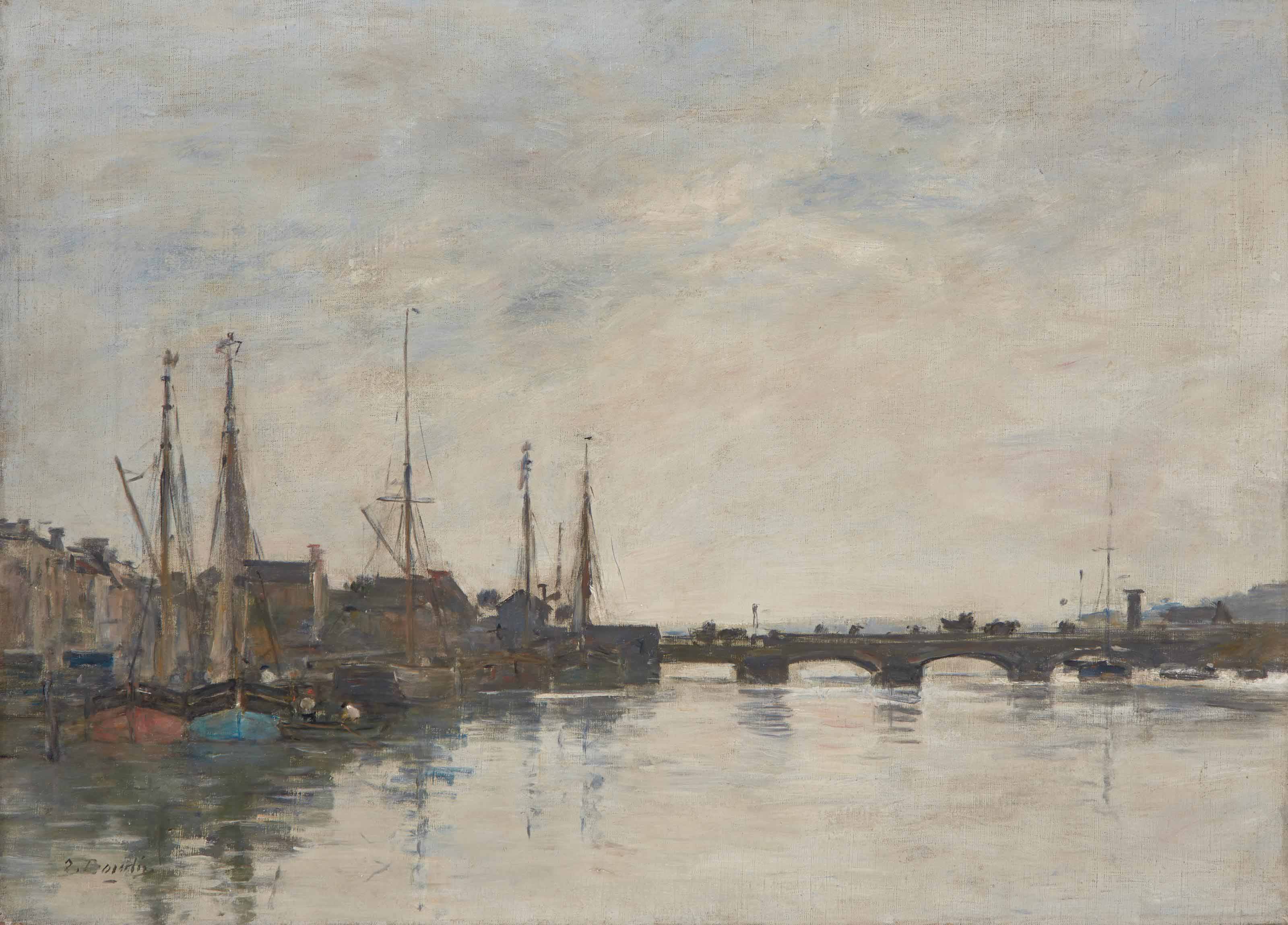 Eugène Boudin (1824-1898), Canal à Saint-Valéry-sur-Somme. Effet de ...