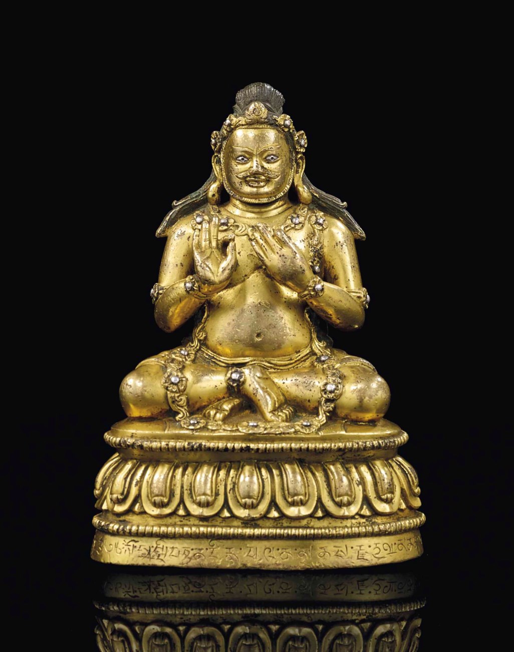RARE STATUE DE VIRUPA EN BRONZE DORE INCRUSTE D'ARGENT, TIBET, XVIEME ...