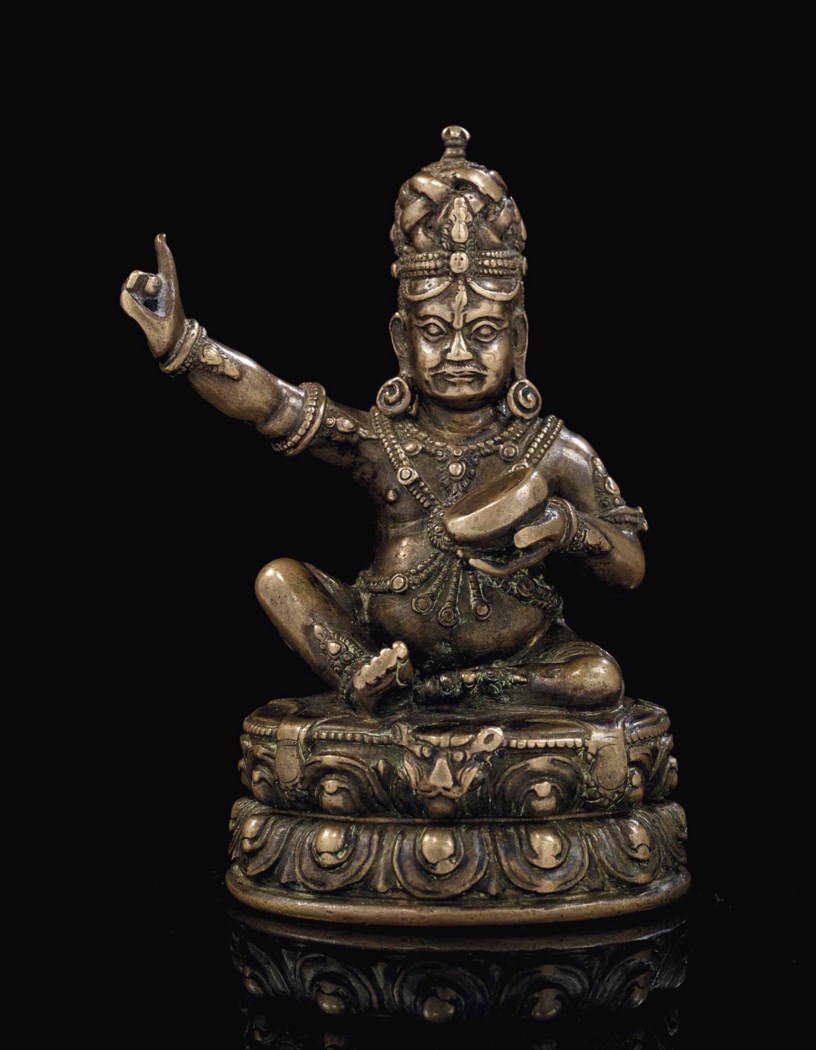 STATUE DE MAHASIDDHA PHA.RKON.TSHAN.RAS.CHEN EN BRONZE, TIBET, FIN DU ...