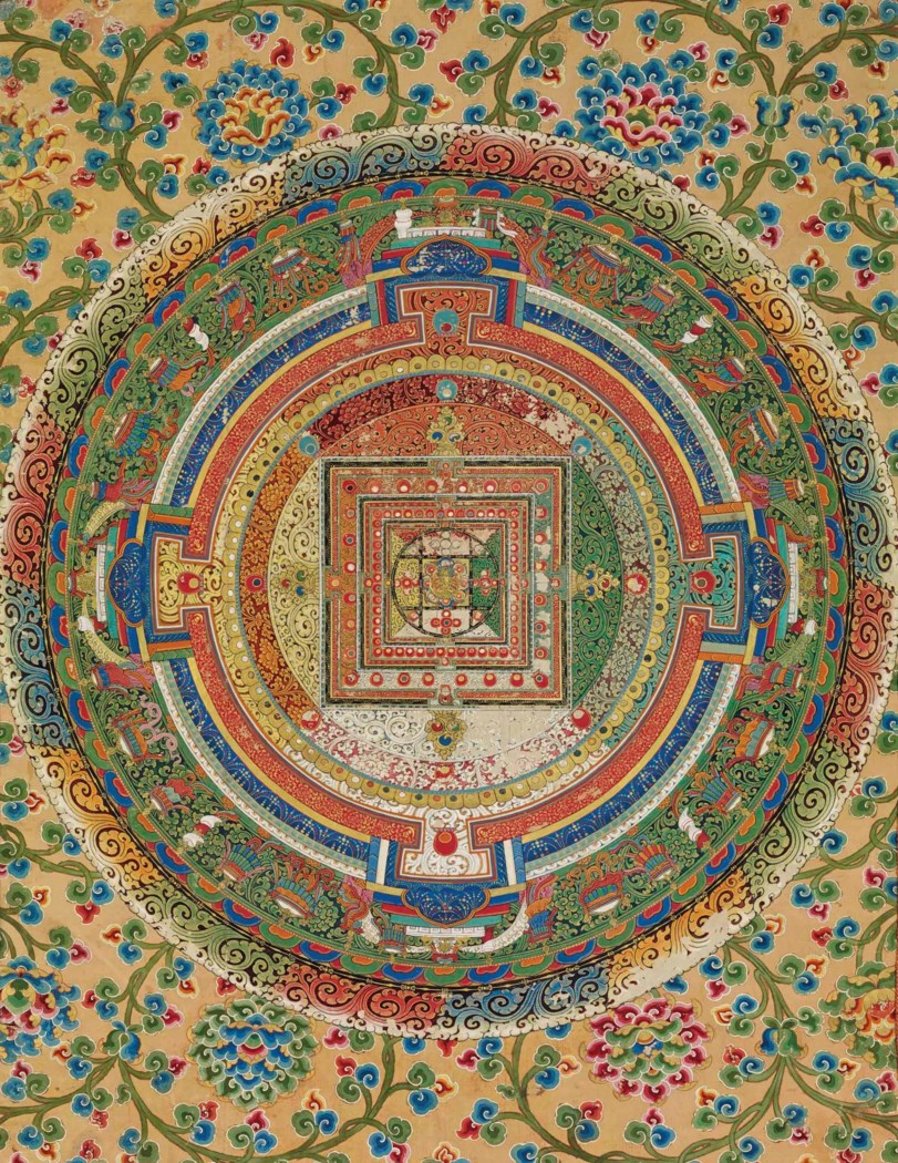 RARE THANGKA REPRESENTANT LE DHARMADHATU VAGISHVARA MANJUSHRI MANDALA ...