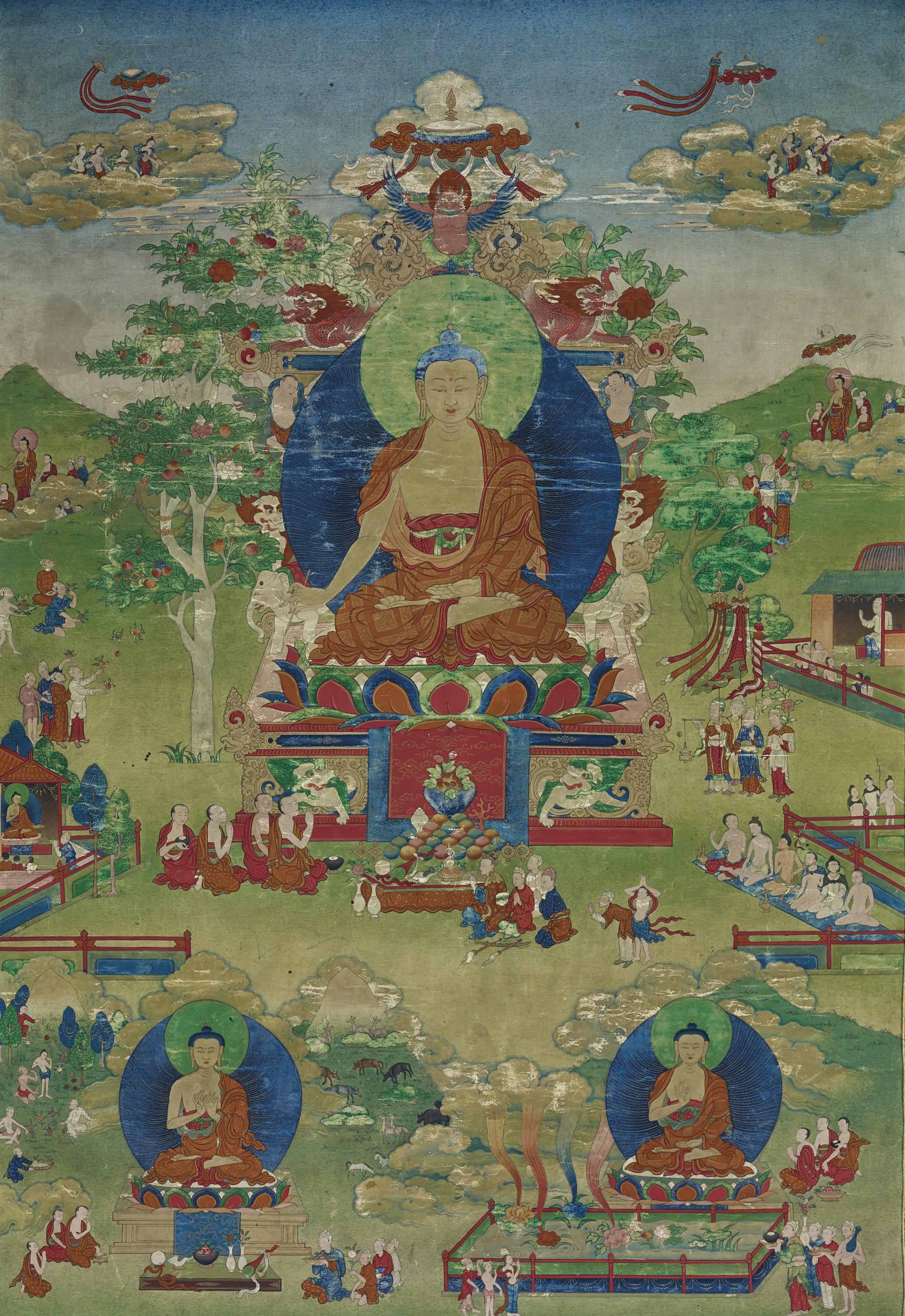 RARE THANGKA REPRESENTANT LE DHARMADHATU VAGISHVARA MANJUSHRI MANDALA ...