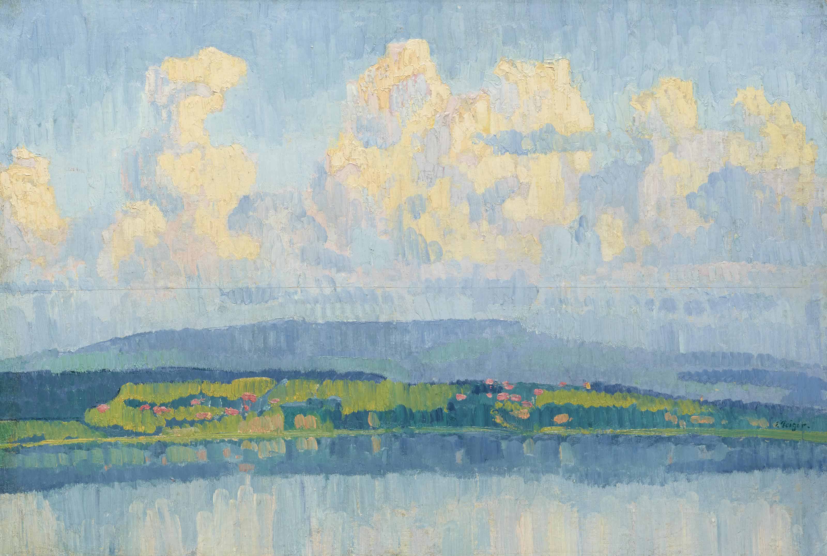 ERNST SAMUEL GEIGER (1876-1965) , Sommernachmittag am Bielersee, um ...