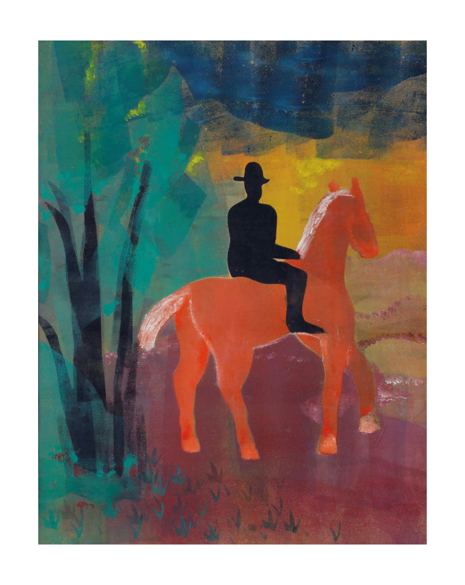 Hendrik Nicolaas Werkman (1882-1945), Rood paard met zwarte ruiter ...