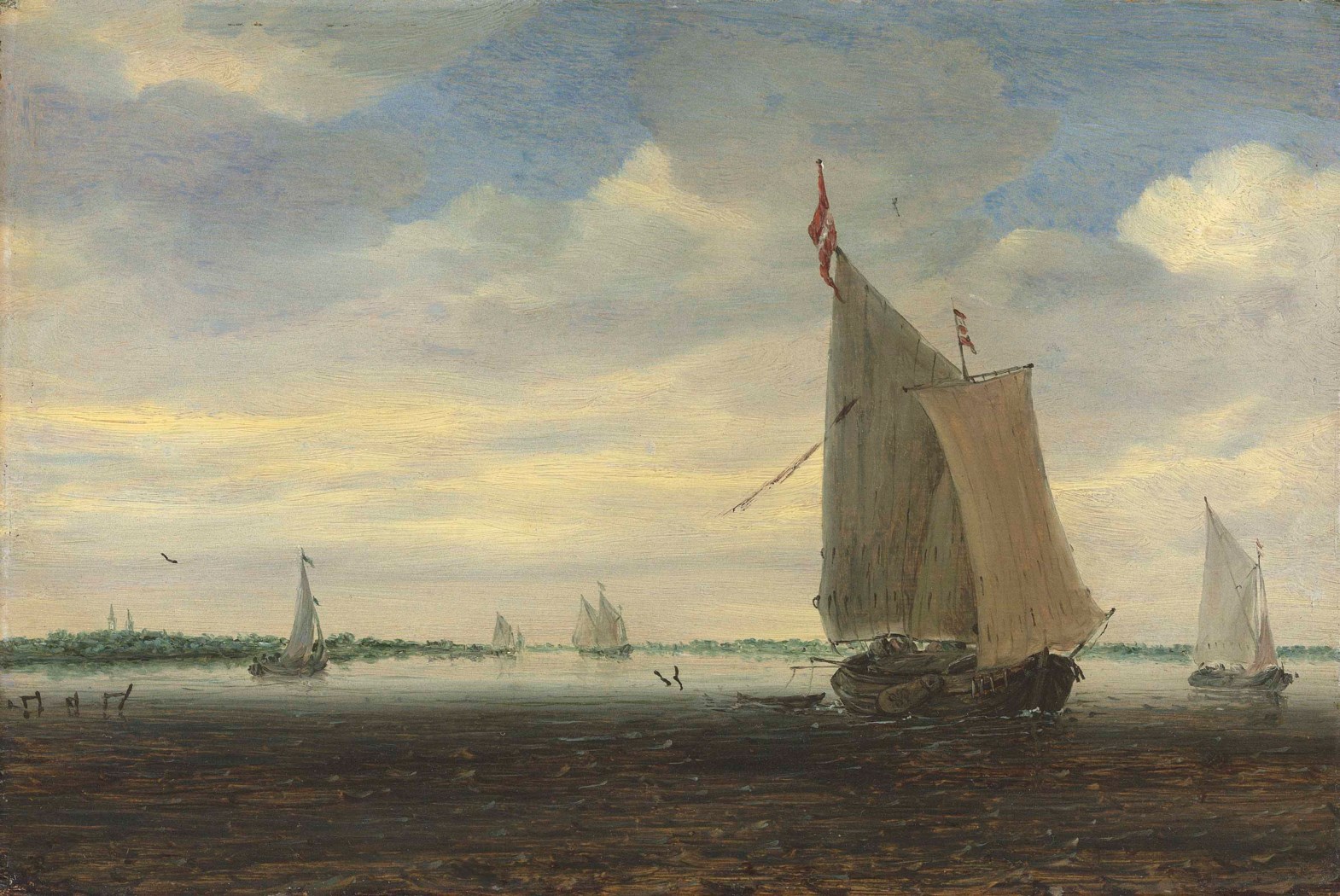 Salomon van Ruysdael (Naarden ?1600/3-1670 Haarlem), A wijdship and ...