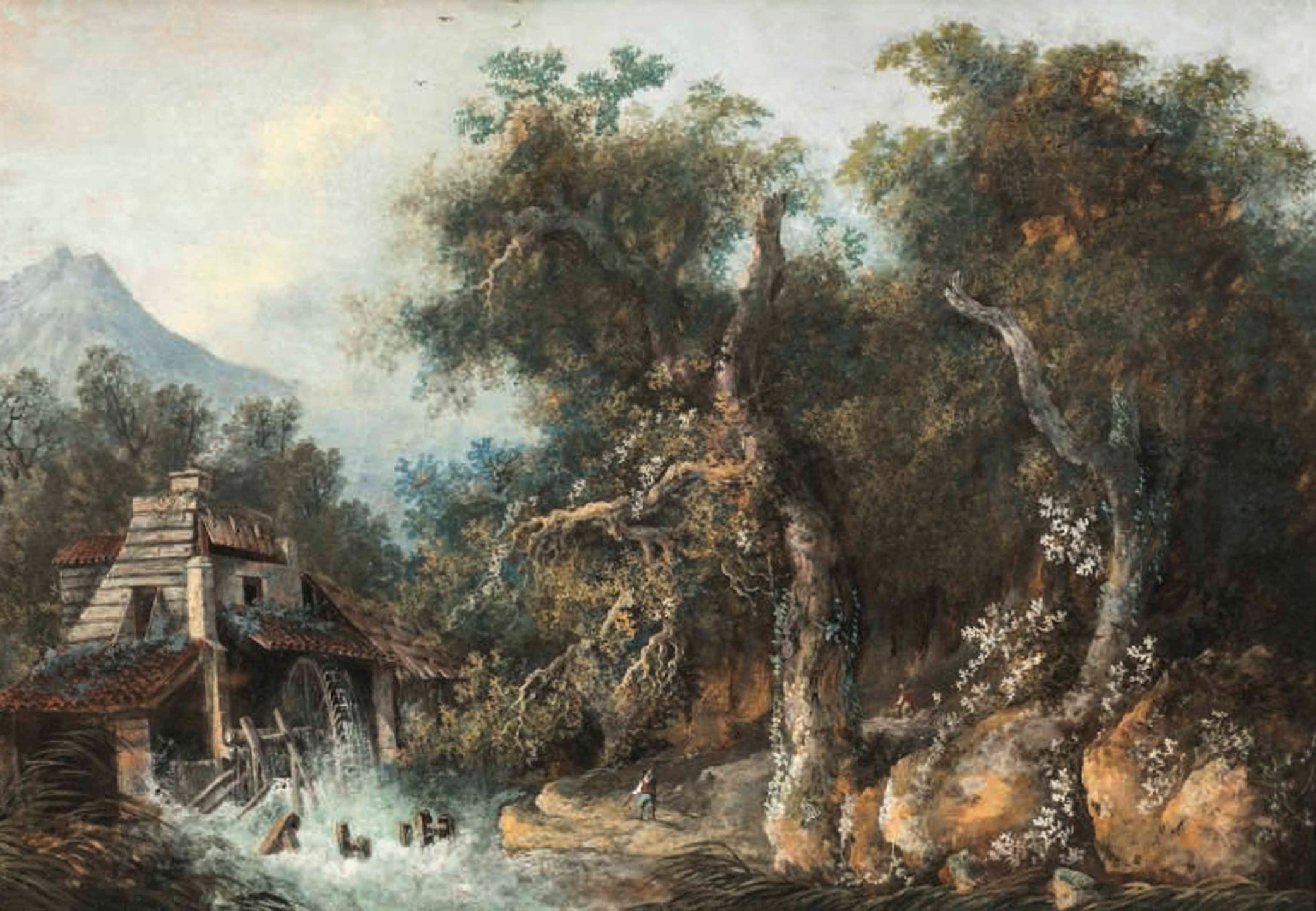 Louis Bélanger (Paris 1756-1816 Stockholm), A watermill in a wooded ...