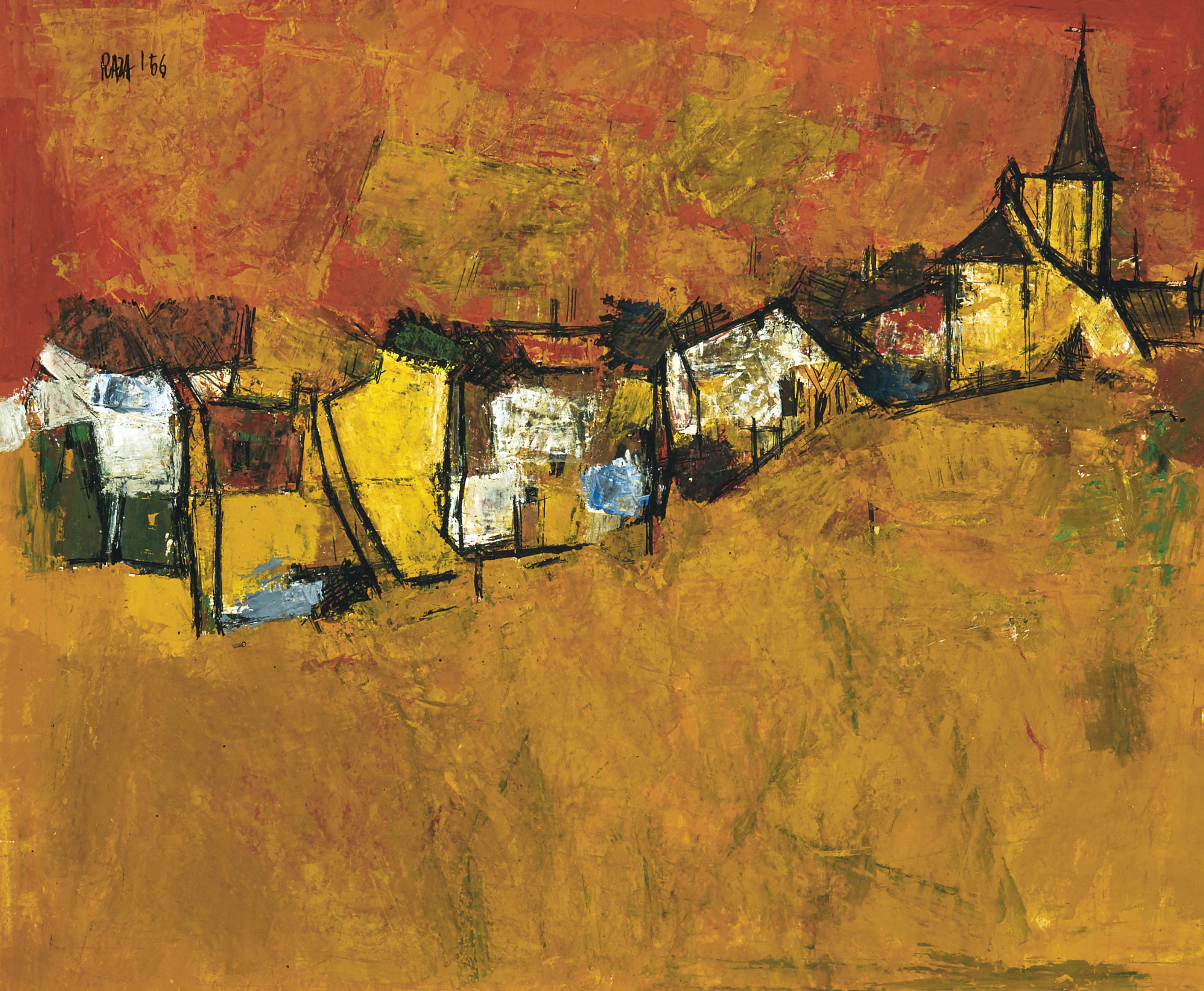 SYED HAIDER RAZA (1922-2016) , Untitled (Village) | Christie's