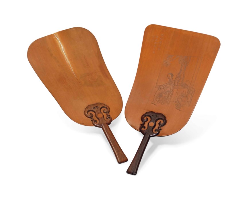 TWO FINELY CARVED AND INSCRIBED BAMBOO FANS, 18TH-19TH CENTURY | Christie's
