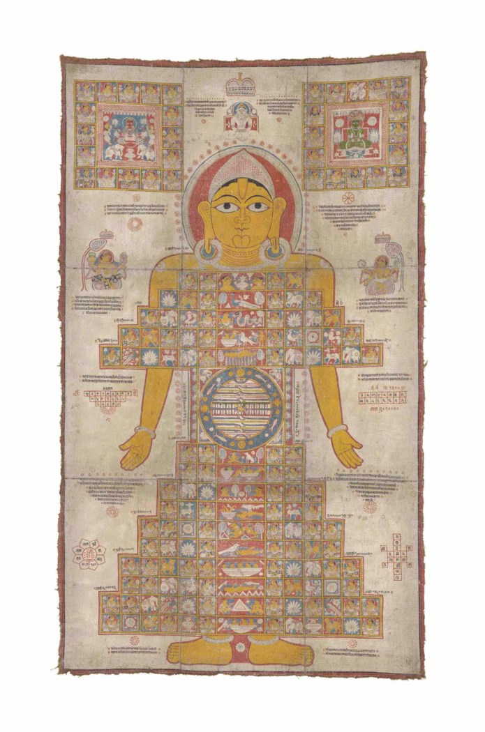 A LARGE JAIN PATA OF THE COSMIC MAN (LOKAPURUSHA), GUJARAT, NORTH WEST ...