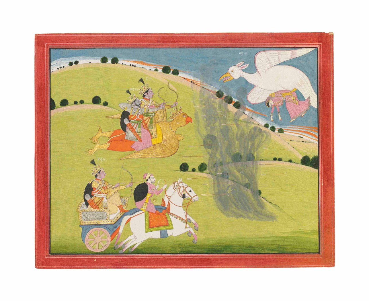 AN ILLUSTRATION TO THE HARIVAMSA: KRISHNA, ARJUNA AND PRADYUMNA CHASE ...