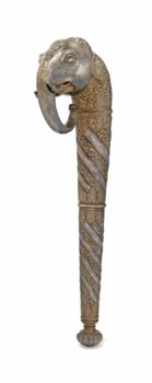 AN IMPRESSIVE SILVER-GILT CEREMONIAL MACE, DECCAN OR NORTH INDIA, 19TH ...