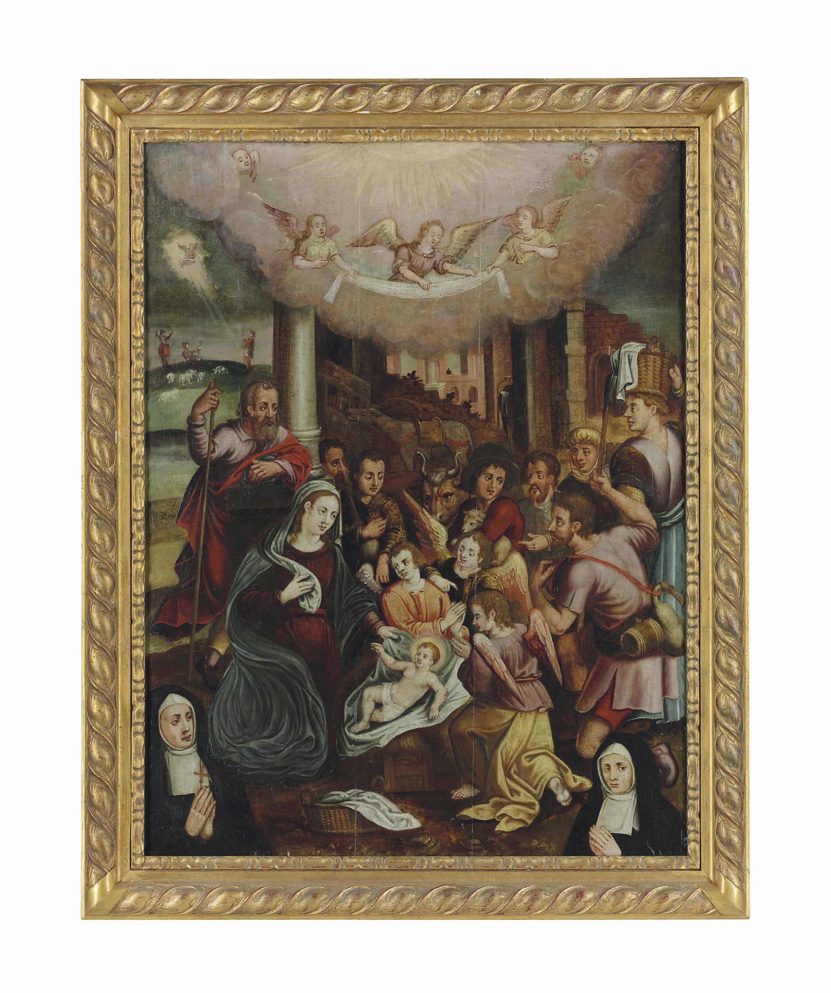 Flemish School. Two Flemish santini on cloth of the seventeenth century ...