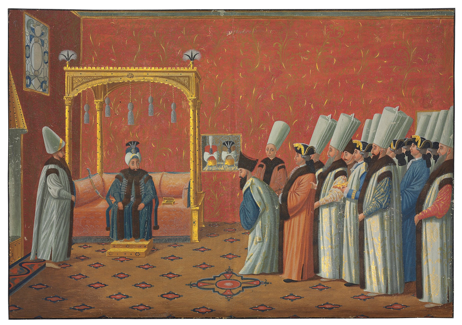 TWO OTTOMAN COURT SCENES, AFTER AN ENGRAVING BY ANTOINE DE FAVRAY ...