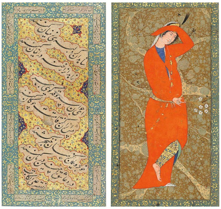NASTA’LIQ CALLIGRAPHY AND AN ELEGANT LADY , THE CALLIGRAPHY SIGNED (MIR ...