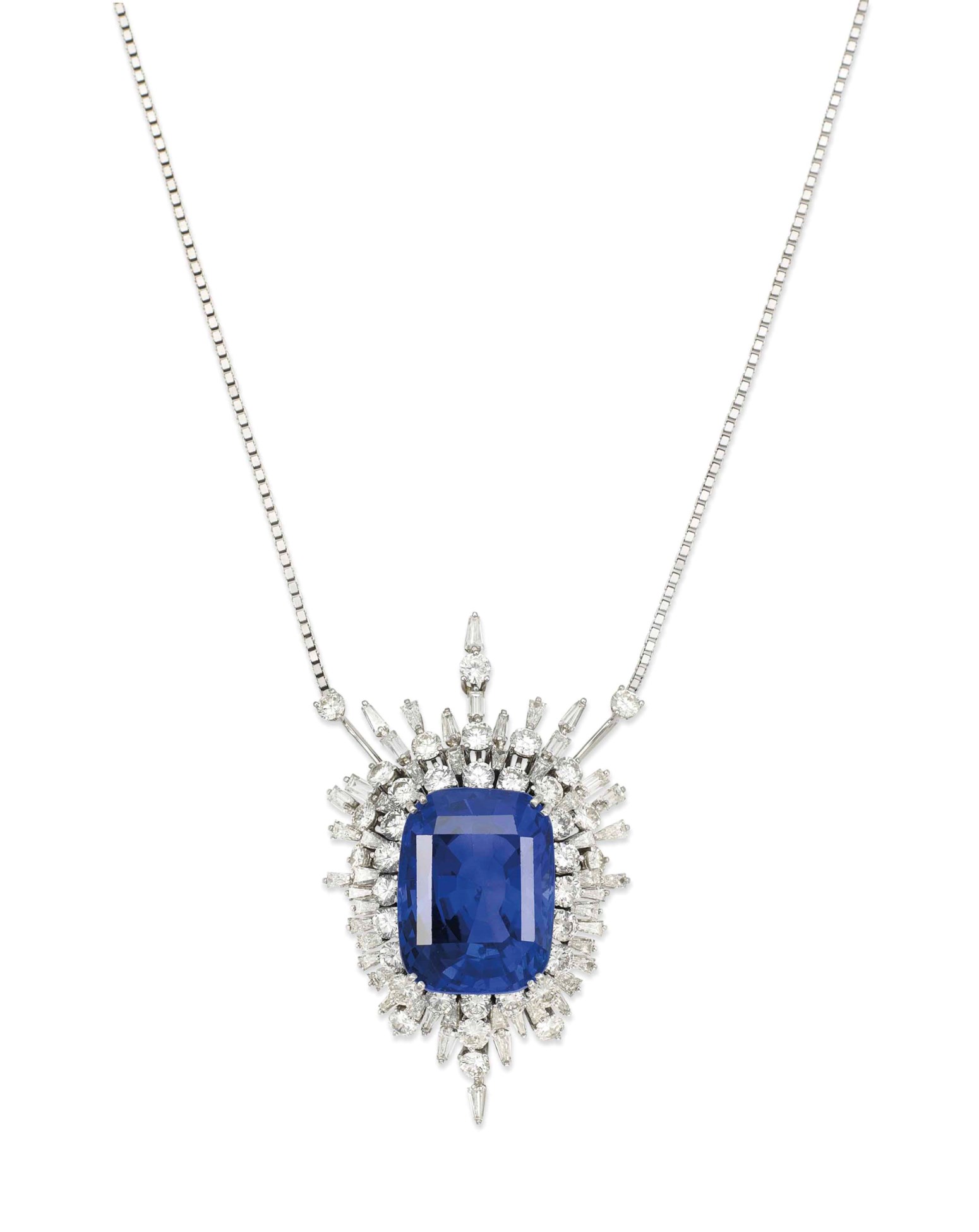 A SAPPHIRE AND DIAMOND PENDANT NECKLACE | Christie's