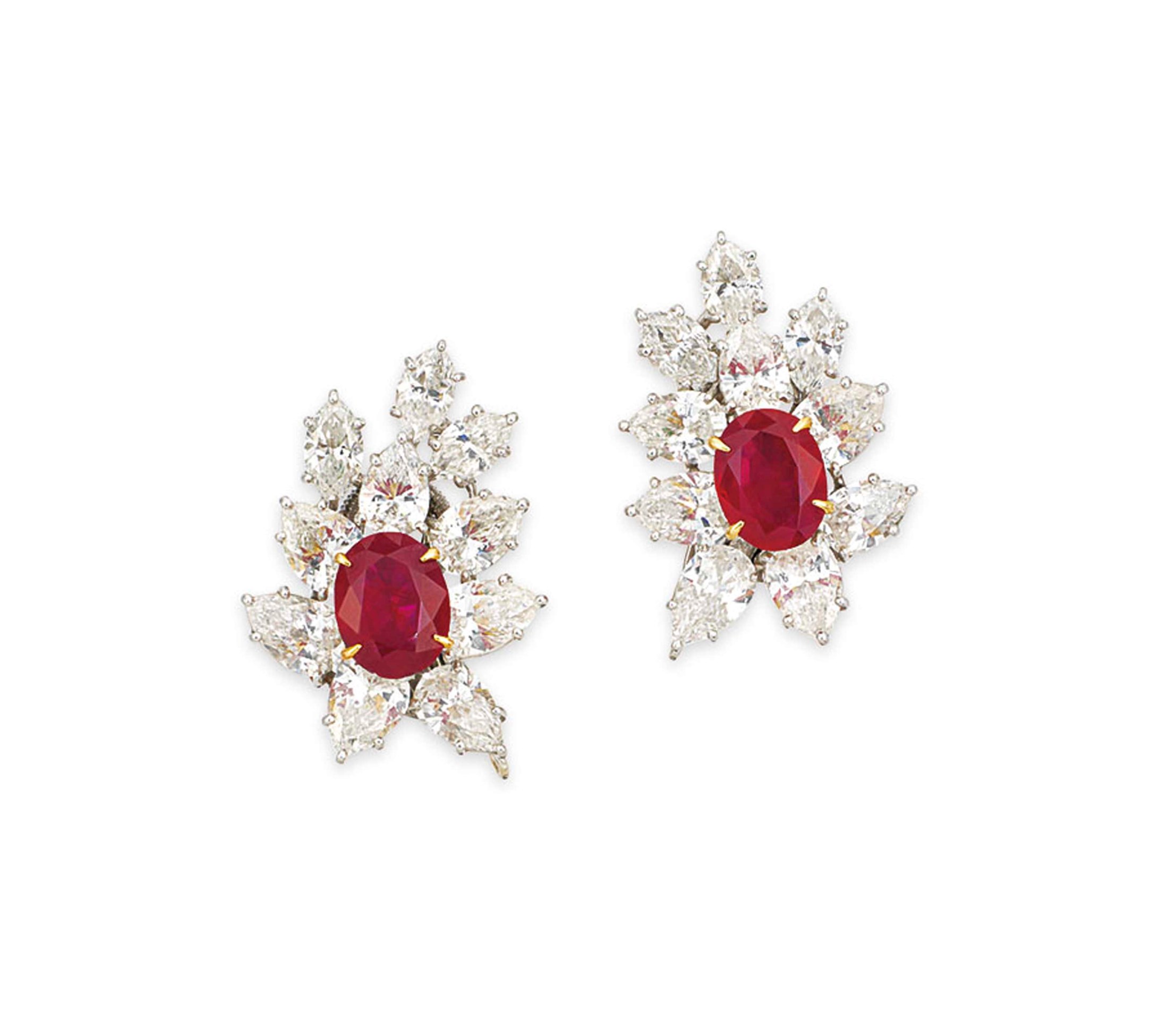 A PAIR OF RUBY AND DIAMOND EARRINGS, BY HARRY WINSTON | Christie's
