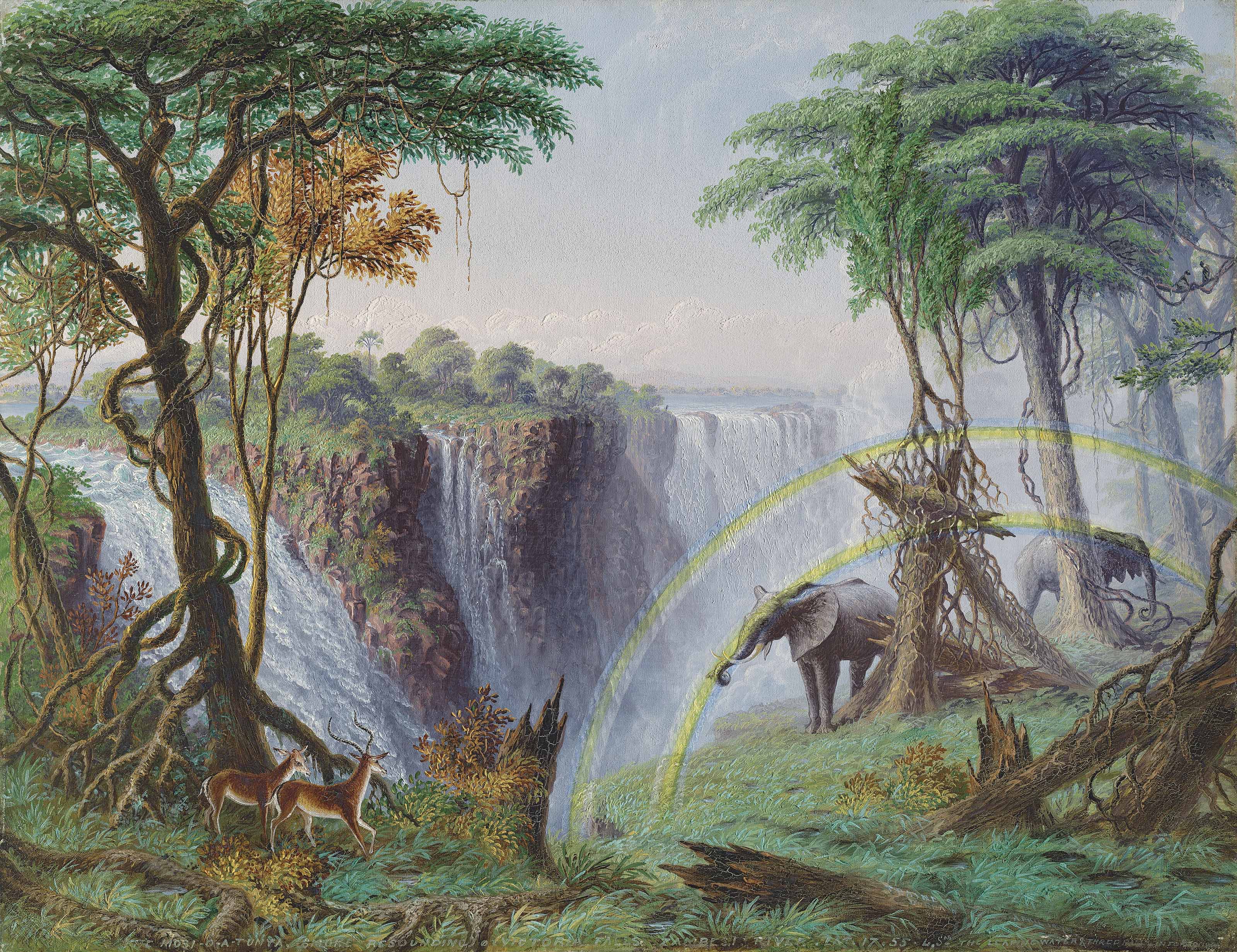 Thomas Baines (1820-1875) , The Mosi-o-a-tunya (Smoke resounding) or ...