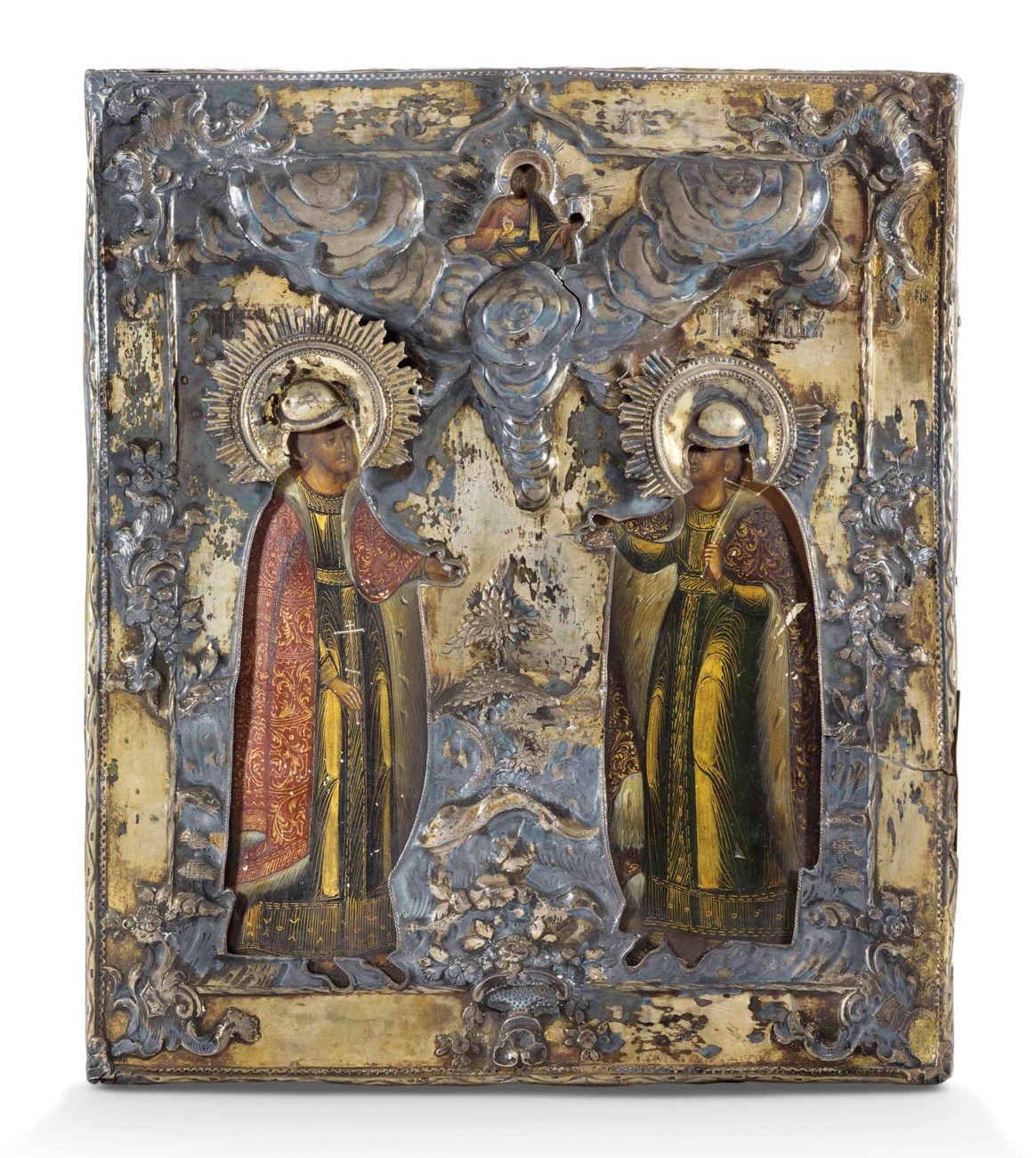A SILVER-GILT ICON OF SAINTS BORIS AND GLEB , MARK OF EGOR PETROV ...