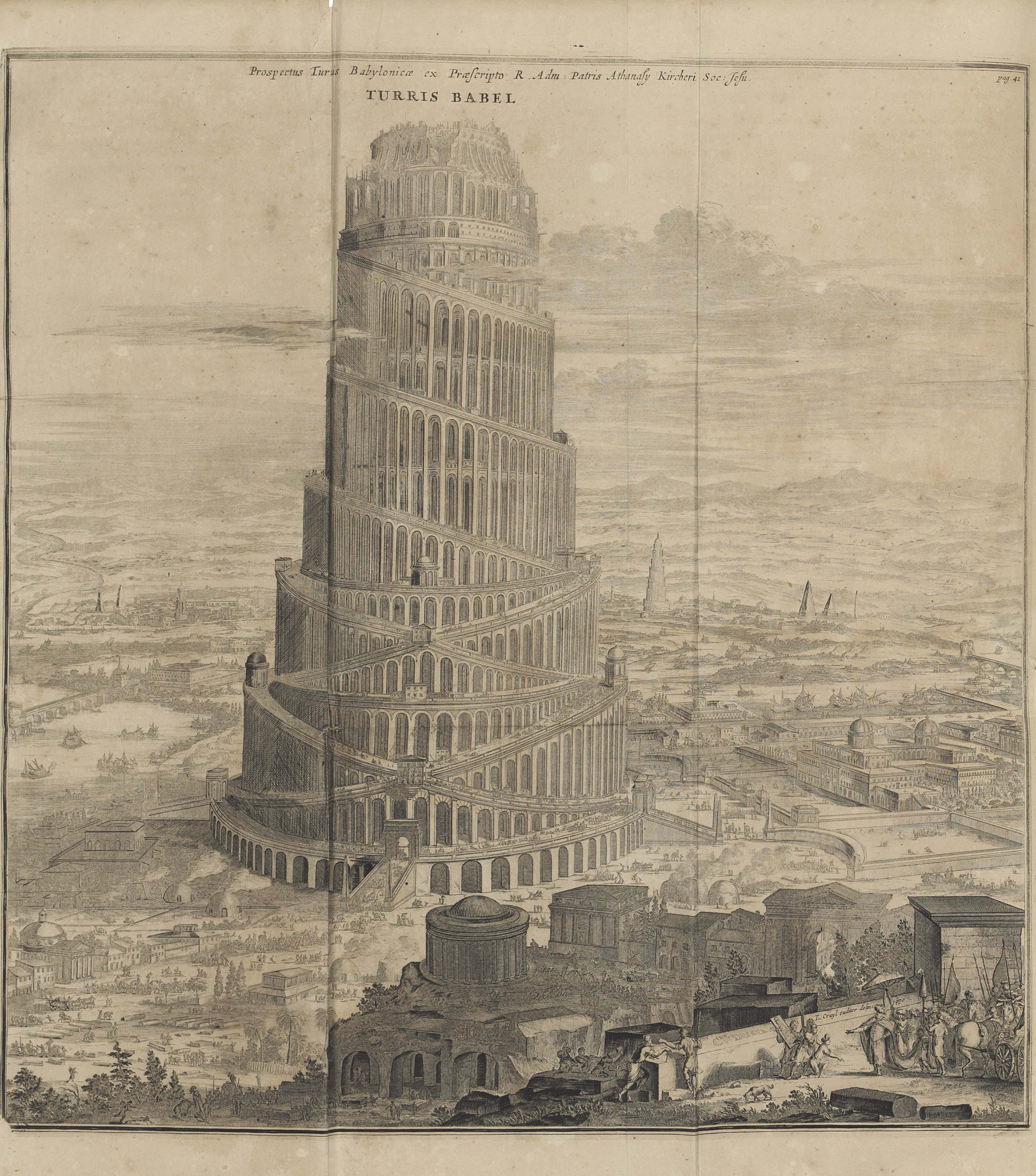 KIRCHER, Athanasius (1602-1680) Turris babel Amsterdam: ex o ...