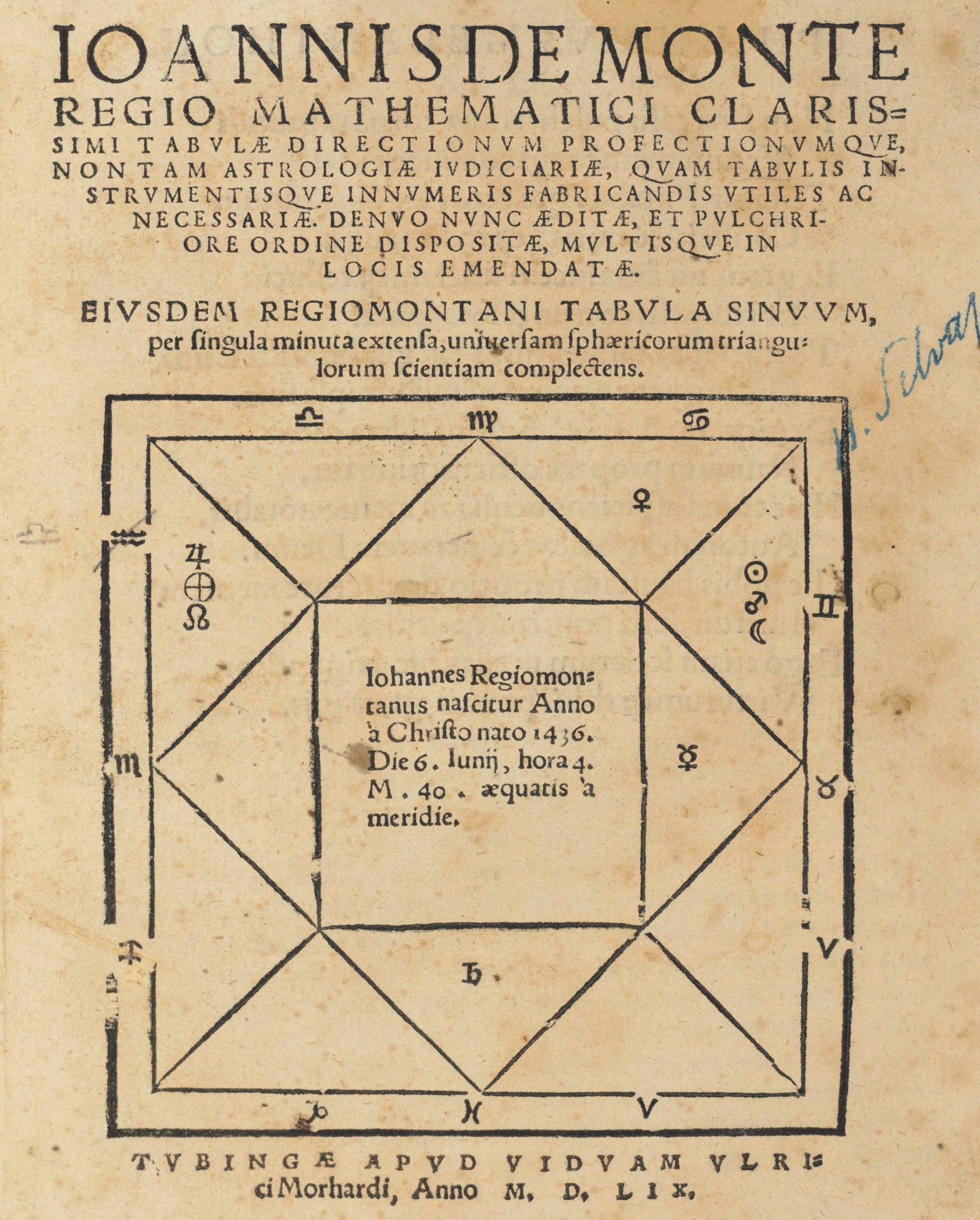 REGIOMONTANUS (Johannes Müller, 1436-1476). Tabulae directionum ...