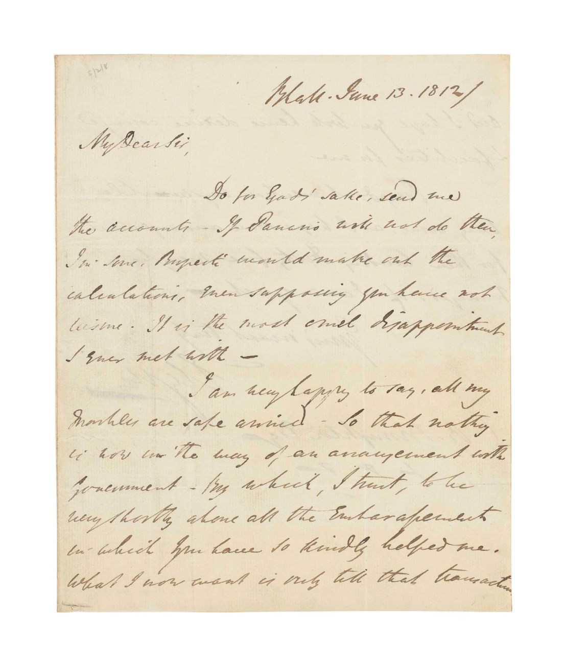 ELGIN, Thomas Bruce, 7th Earl (1766-1841). Autograph letter signed ...