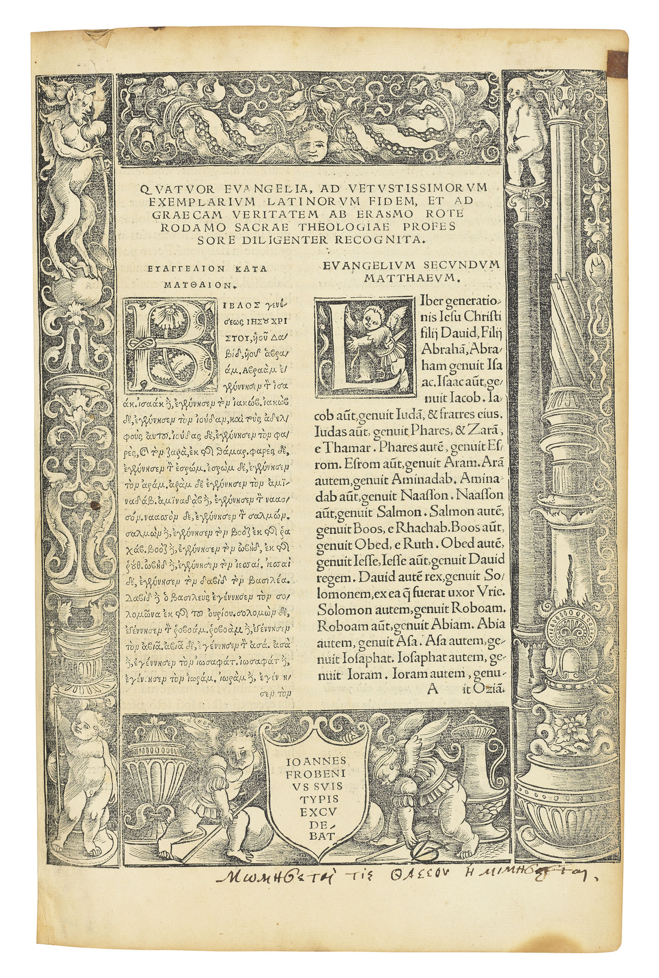 BIBLE, New Testament, Greek and Latin. Jesv Christi D.N. Novum ...