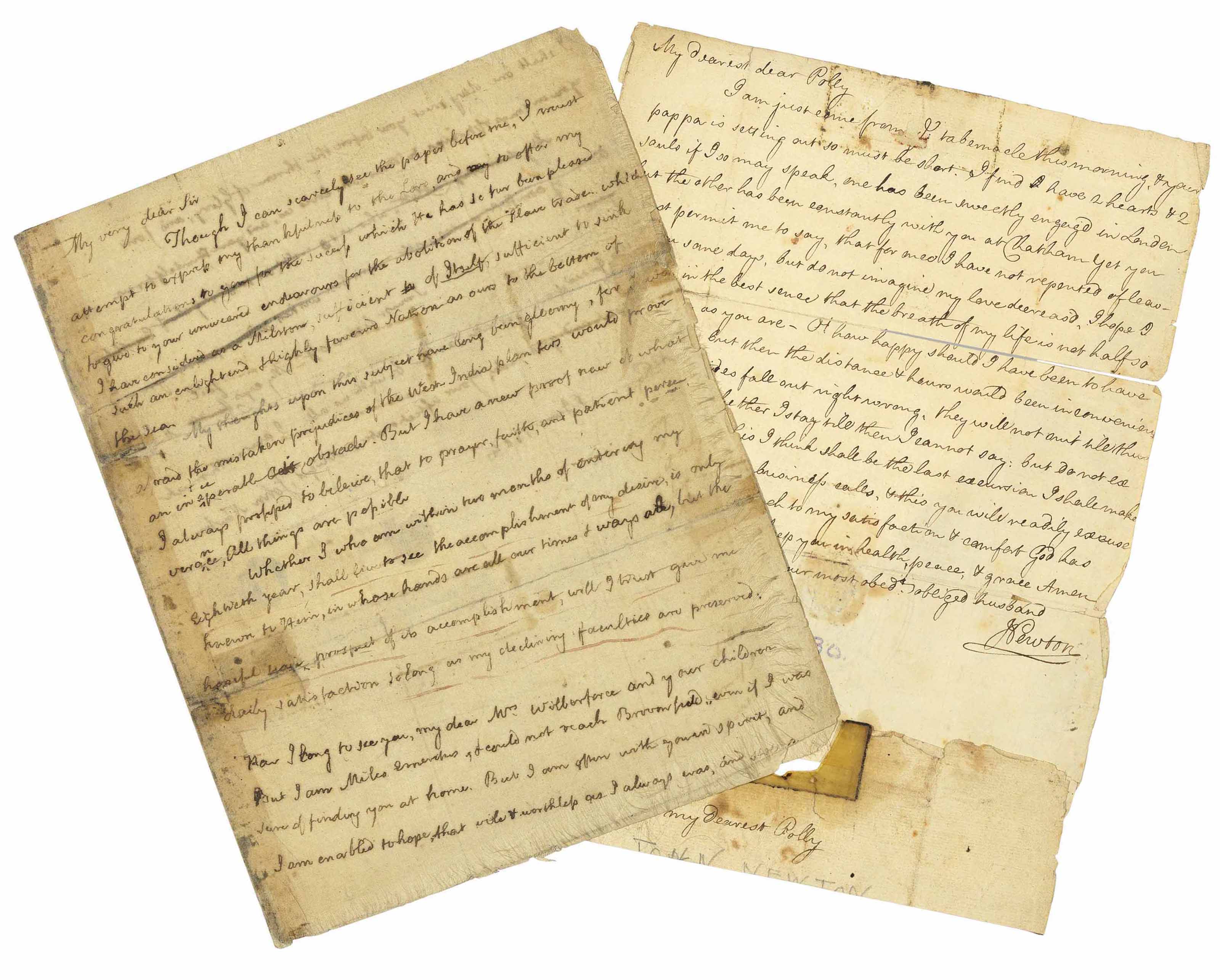 NEWTON, John (1725-1807). Three autograph letters signed (‘John Newton ...