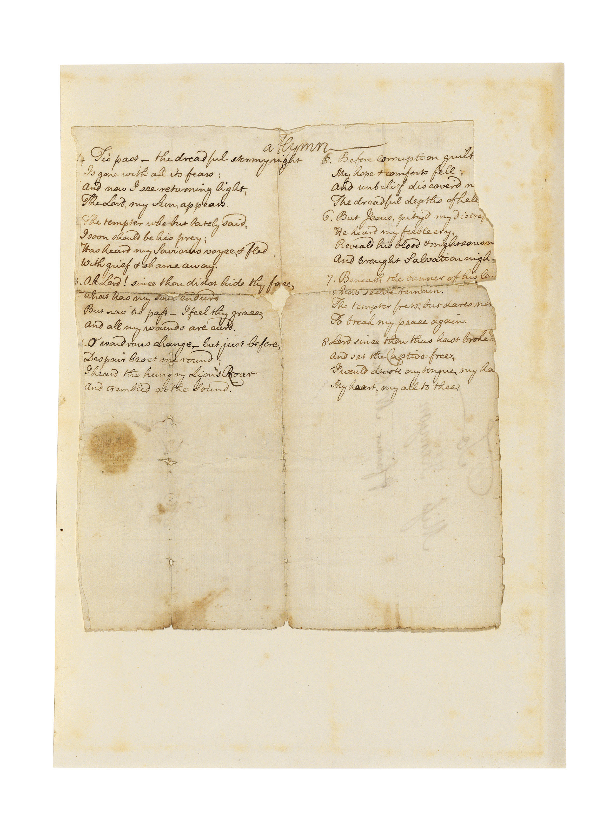 NEWTON, John (1725-1807). Autograph letter signed (‘J Newton’) to a ...