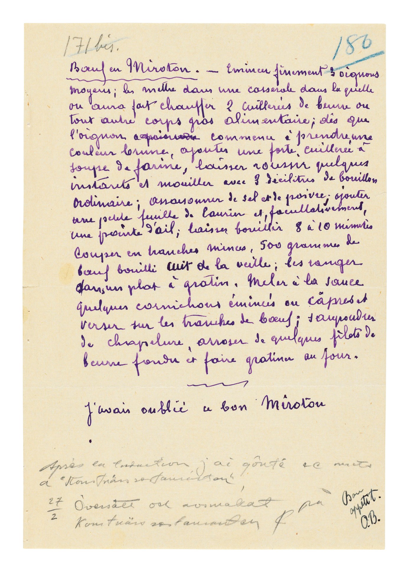 ESCOFFIER, Auguste (1846-1935). A collection of recipes and menus, c ...