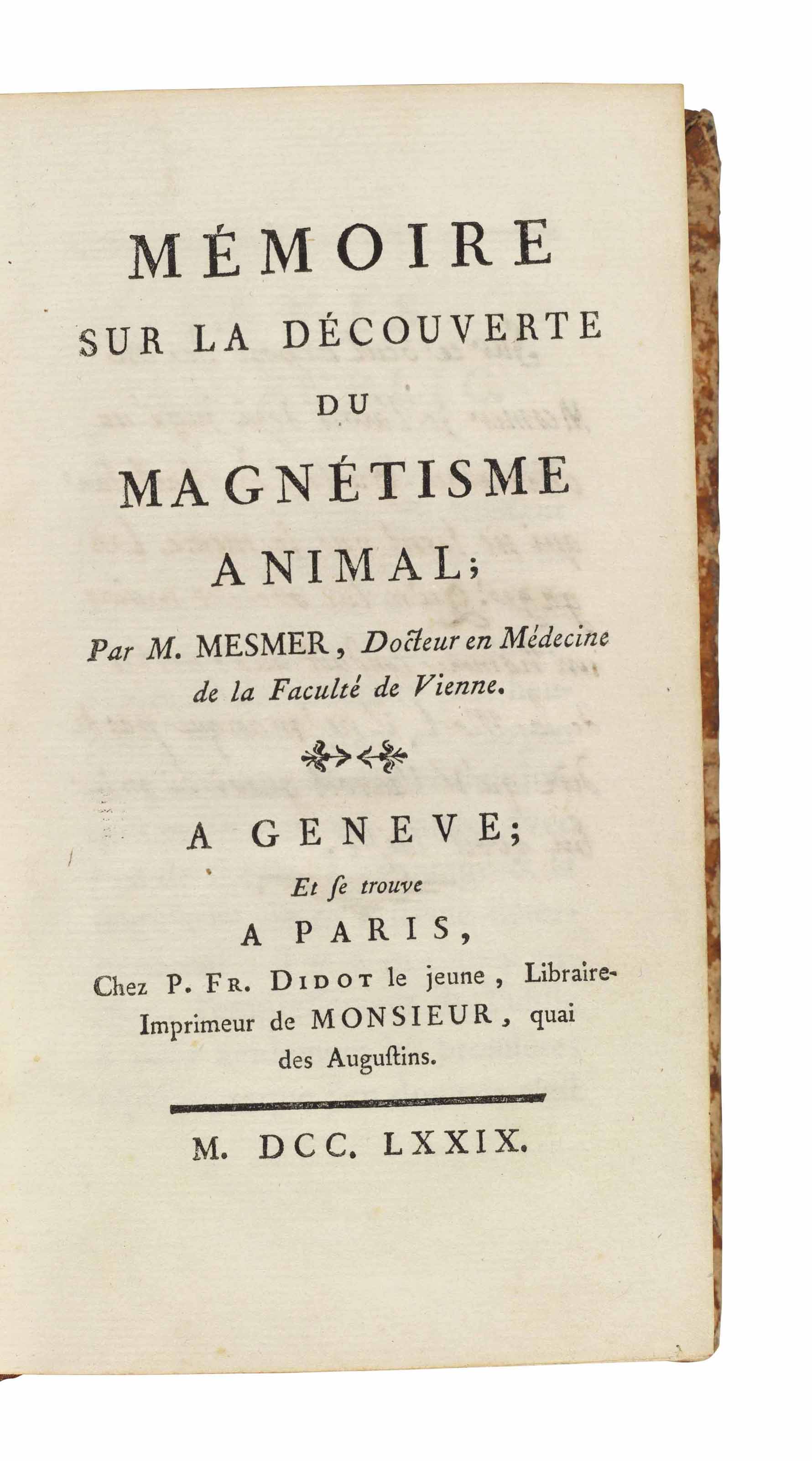 (ANIMAL MAGNETISM.) Mesmer, Franz Anton - auctions & price archive