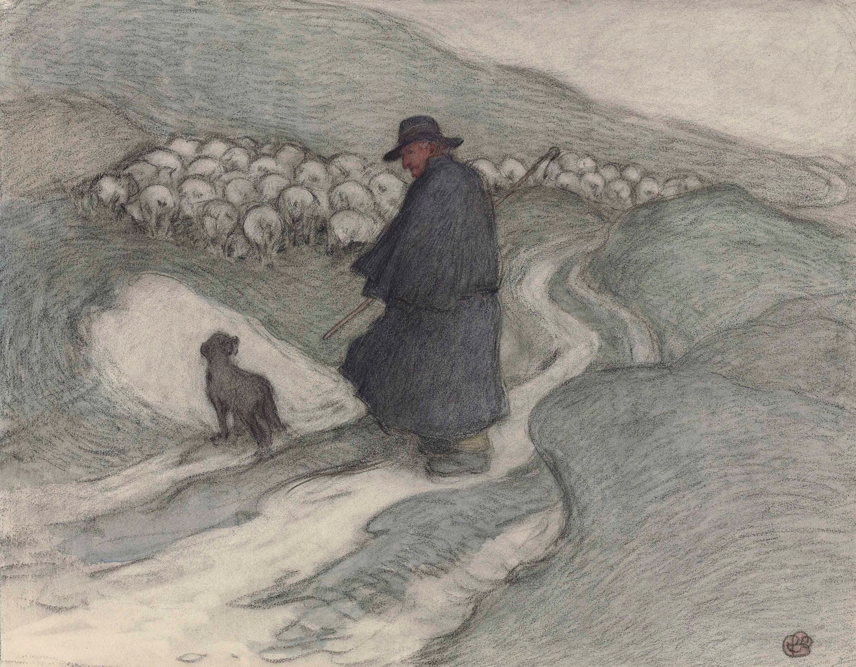 Robert Bevan (1865-1925), Shepherd and flock on the Downs | Christie's
