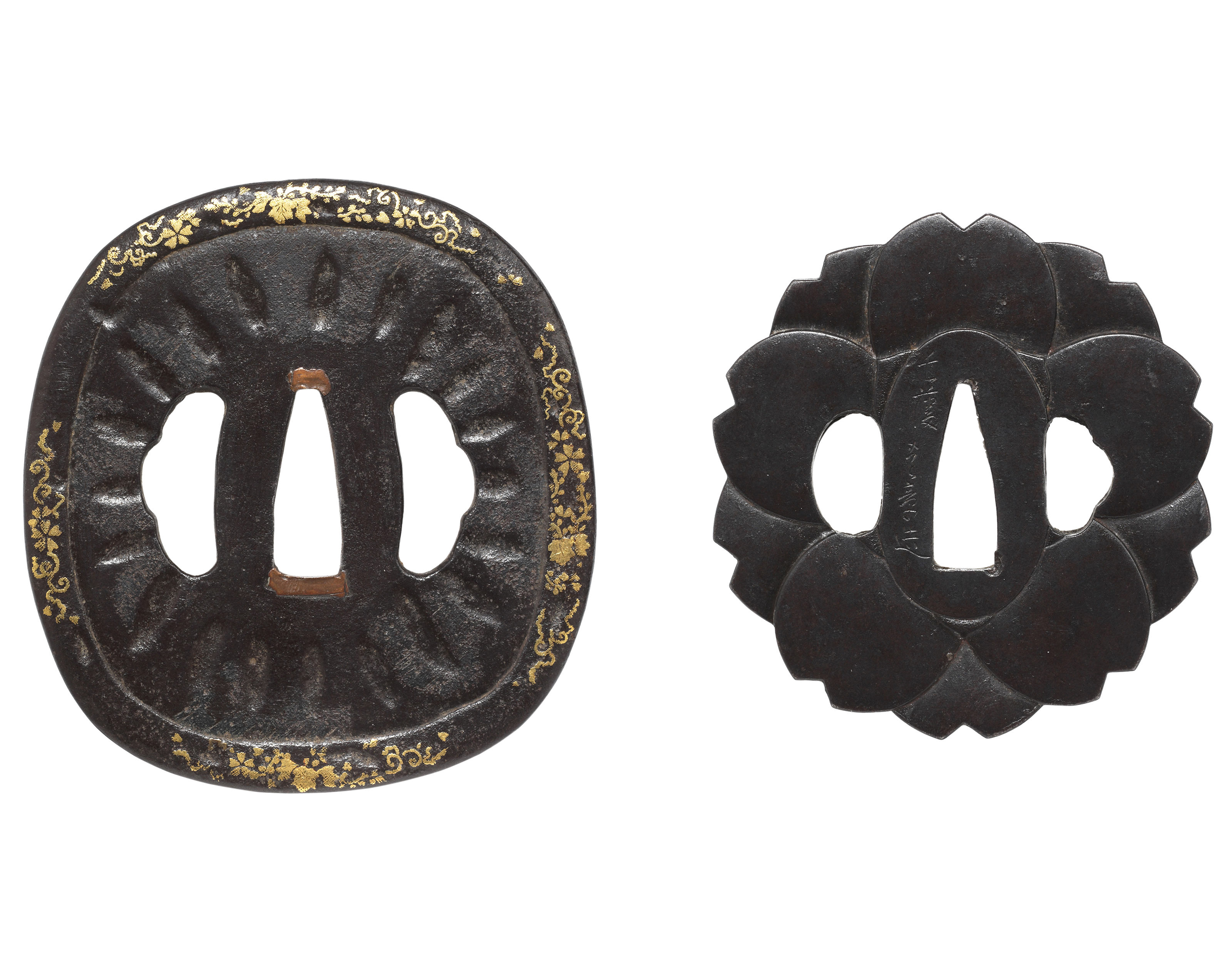AN IRON AND A SHIBUICHI TSUBA, EDO PERIOD (17TH AND 19TH CENTURY ...