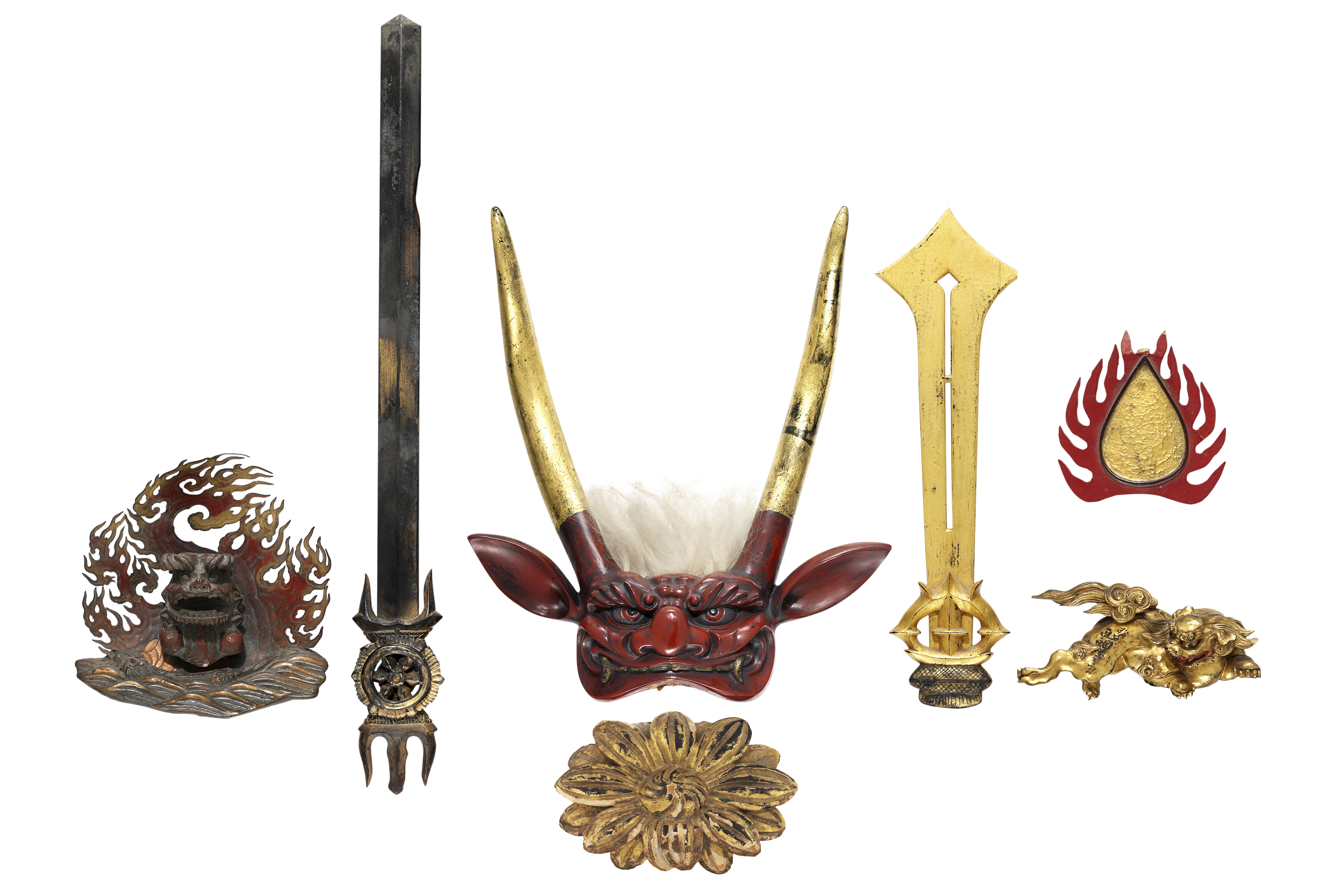 A GROUP OF SEVEN LACQUERED MAEDATE [FORE CRESTS FOR HELMETS], EDO ...