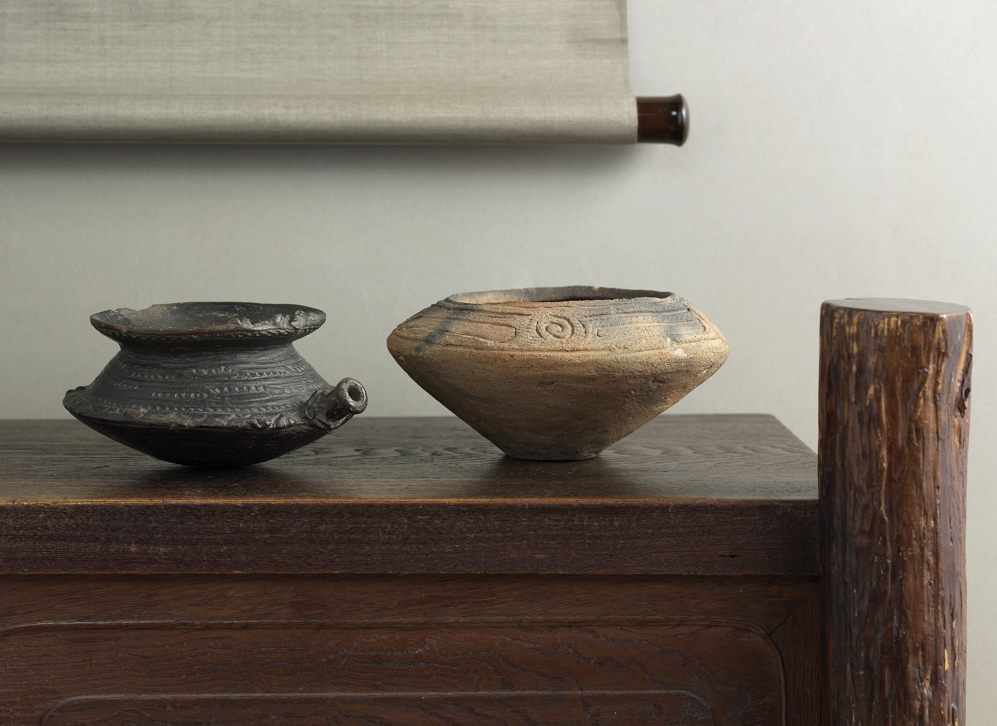 THREE JOMON VESSELS, THE FIRST AND SECOND, LATE JOMON PERIOD (3200-2400 ...