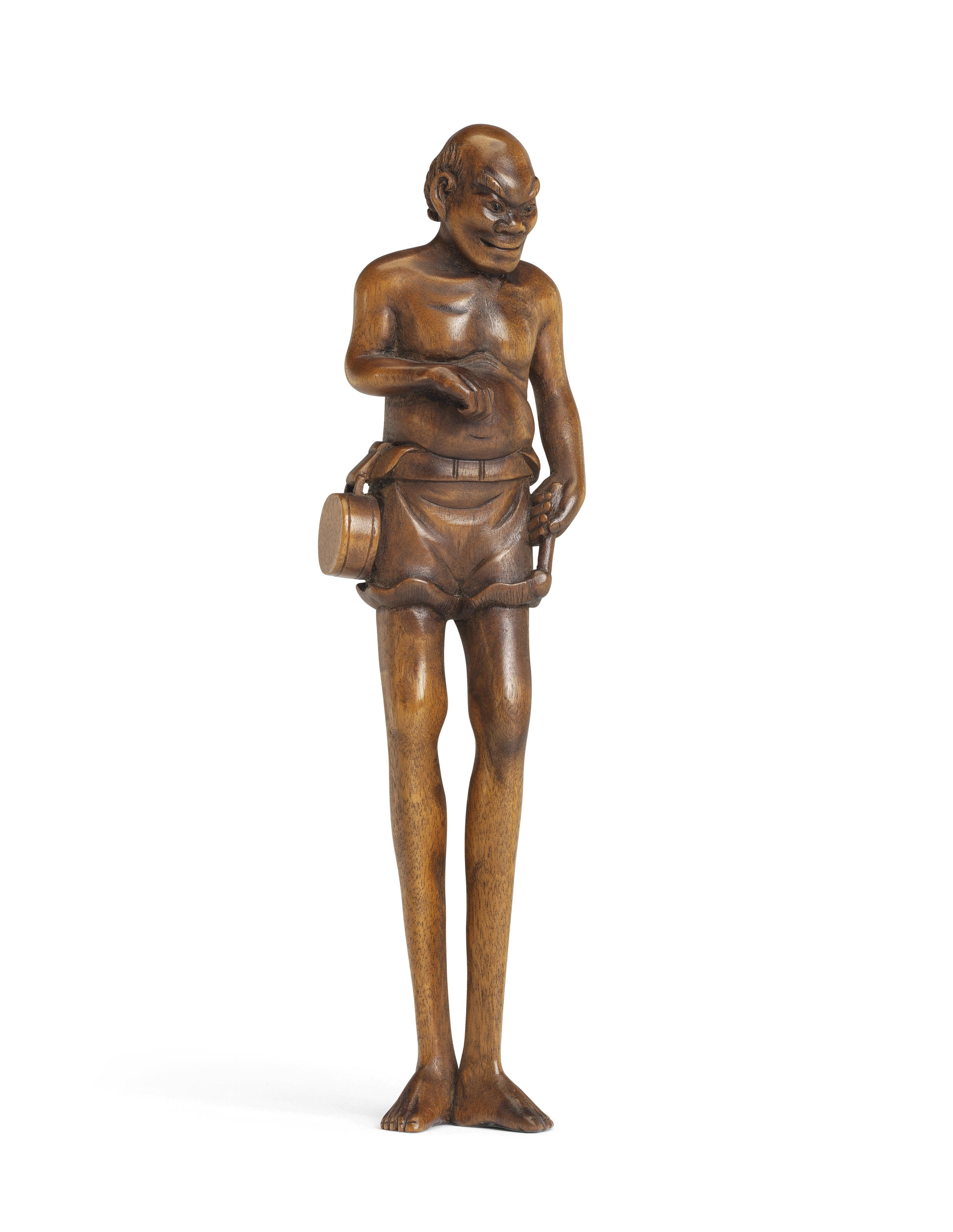 A WOOD NETSUKE OF ASHINAGA, SIGNED SHOKO (SUGUNOYA SHOKO), HIDA, EDO ...